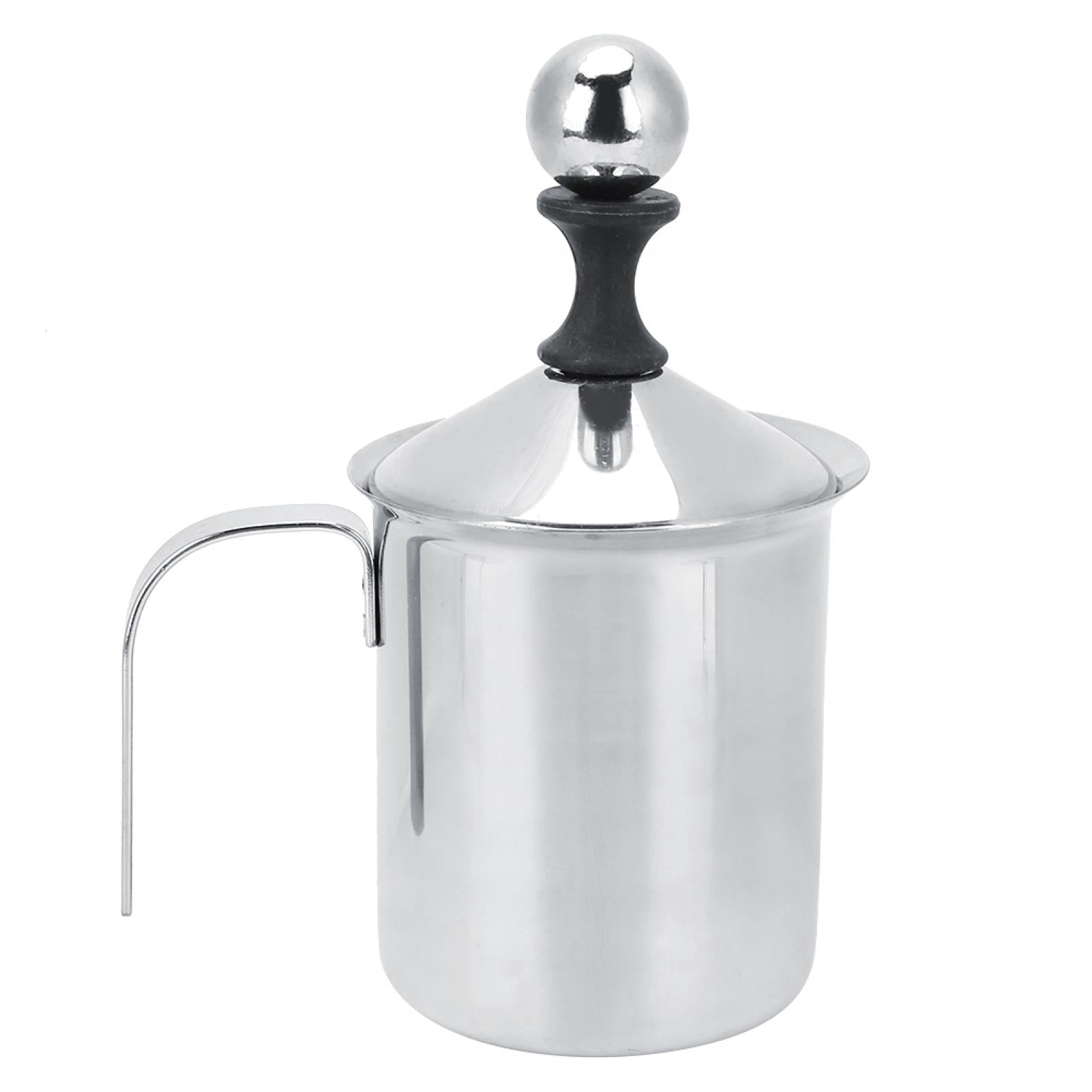 LeiKong Milk Frother, 400ml Stainless Steel Double Milk Frothing Jug ...