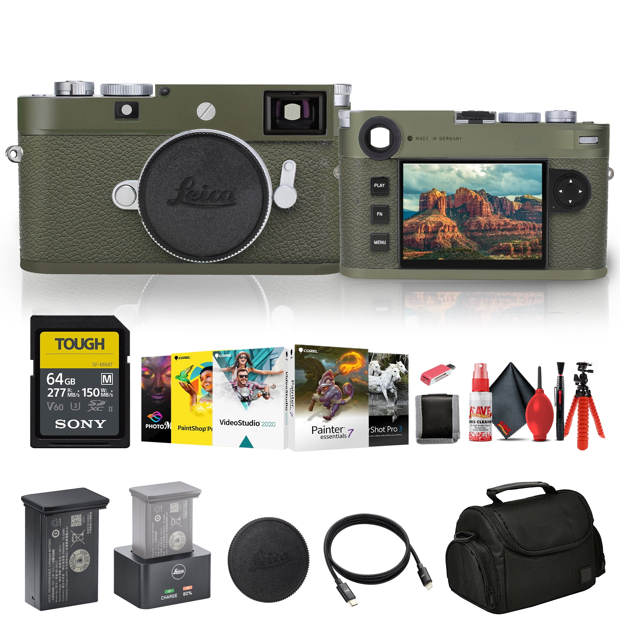 Leica M11-P Rangefinder Camera (Safari Green) (20235) + 64GB Memory ...