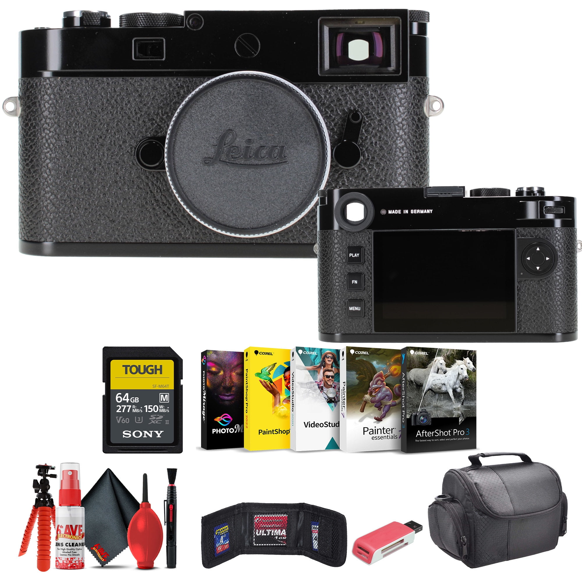 Leica M11 Rangefinder Camera (Glossy Black) (20230) + 64GB Memory Card + Corel Photo Software ...