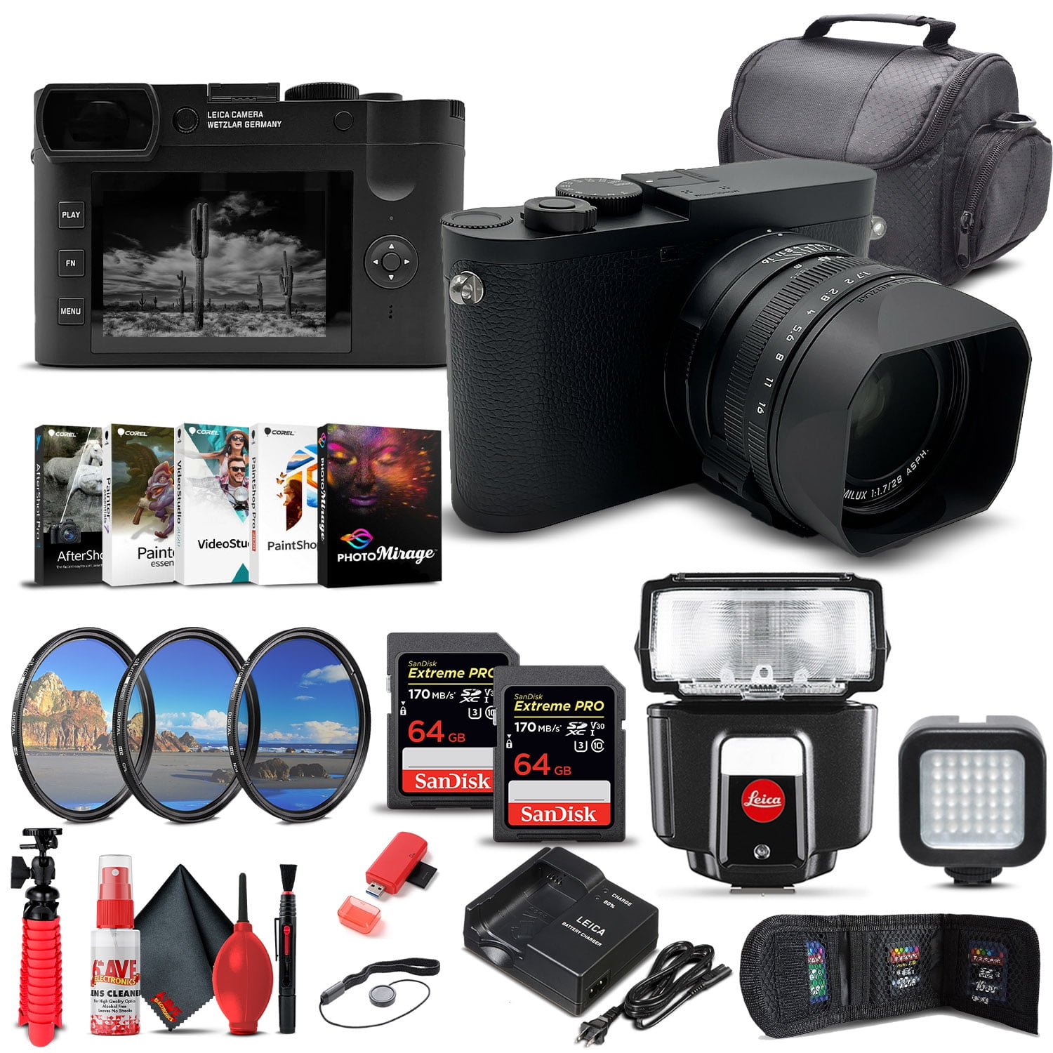 Leica Q2 Monochrom Digital Camera + SF40 Flash + 2x 64GB Cards + More ...
