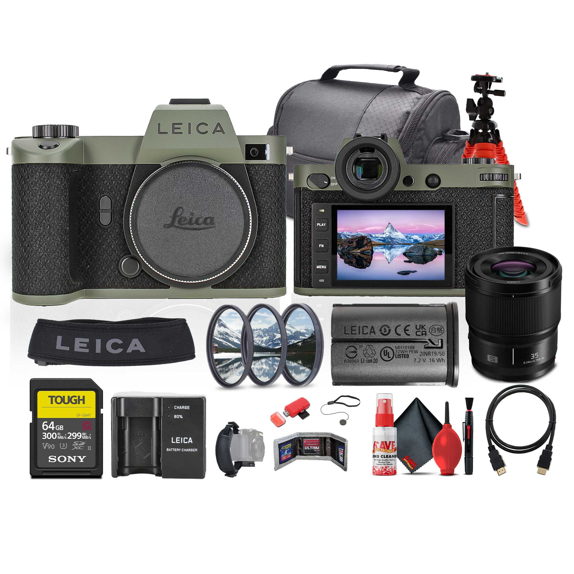 Leica SL2-S Reporter Edition Mirrorless Camera (10891) + Panasonic Lumix S 35mm Lens + 64GB ...