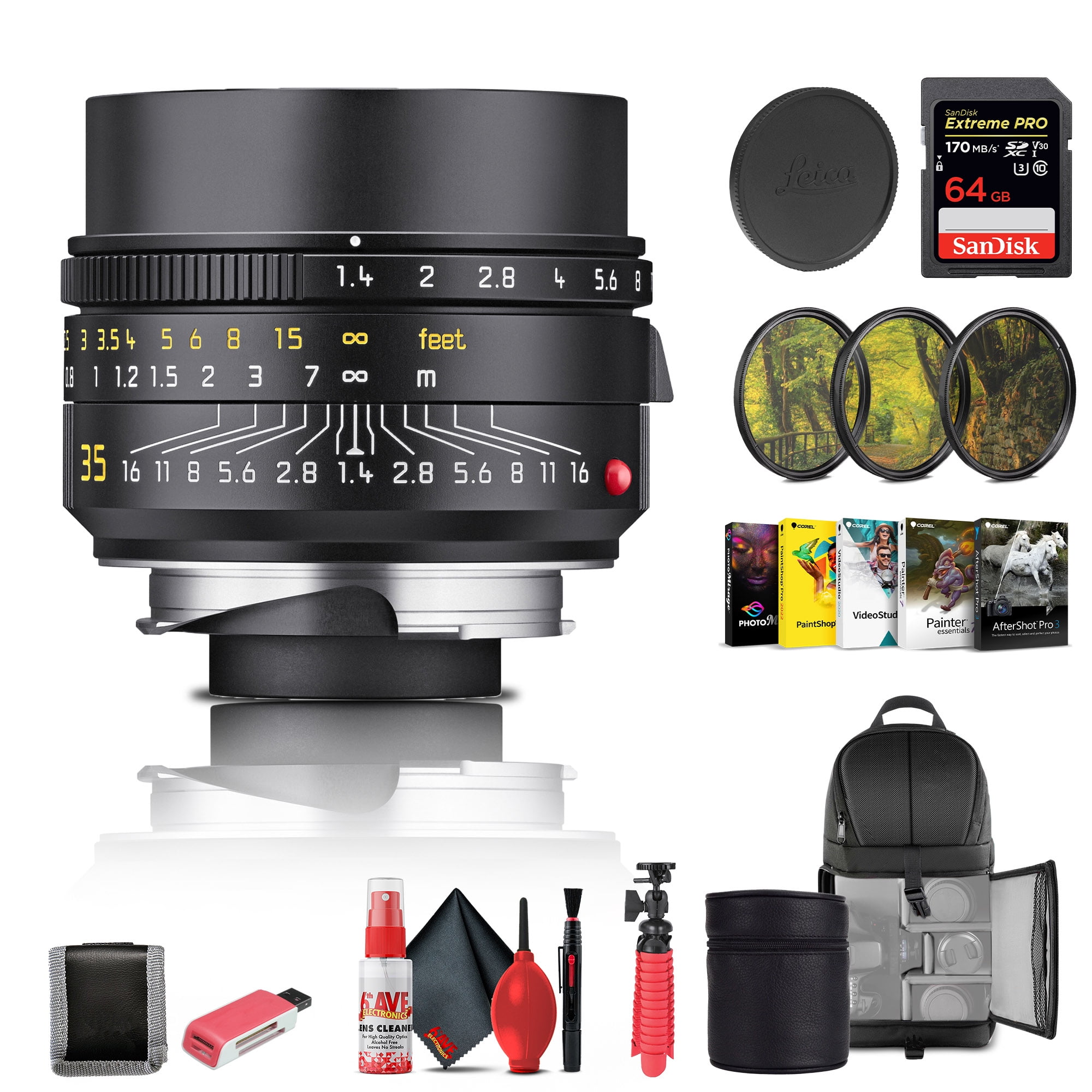 Leica Summilux-M 35mm F/1.4 ASPH. Lens (Black) (11726) + 64GB Memory ...