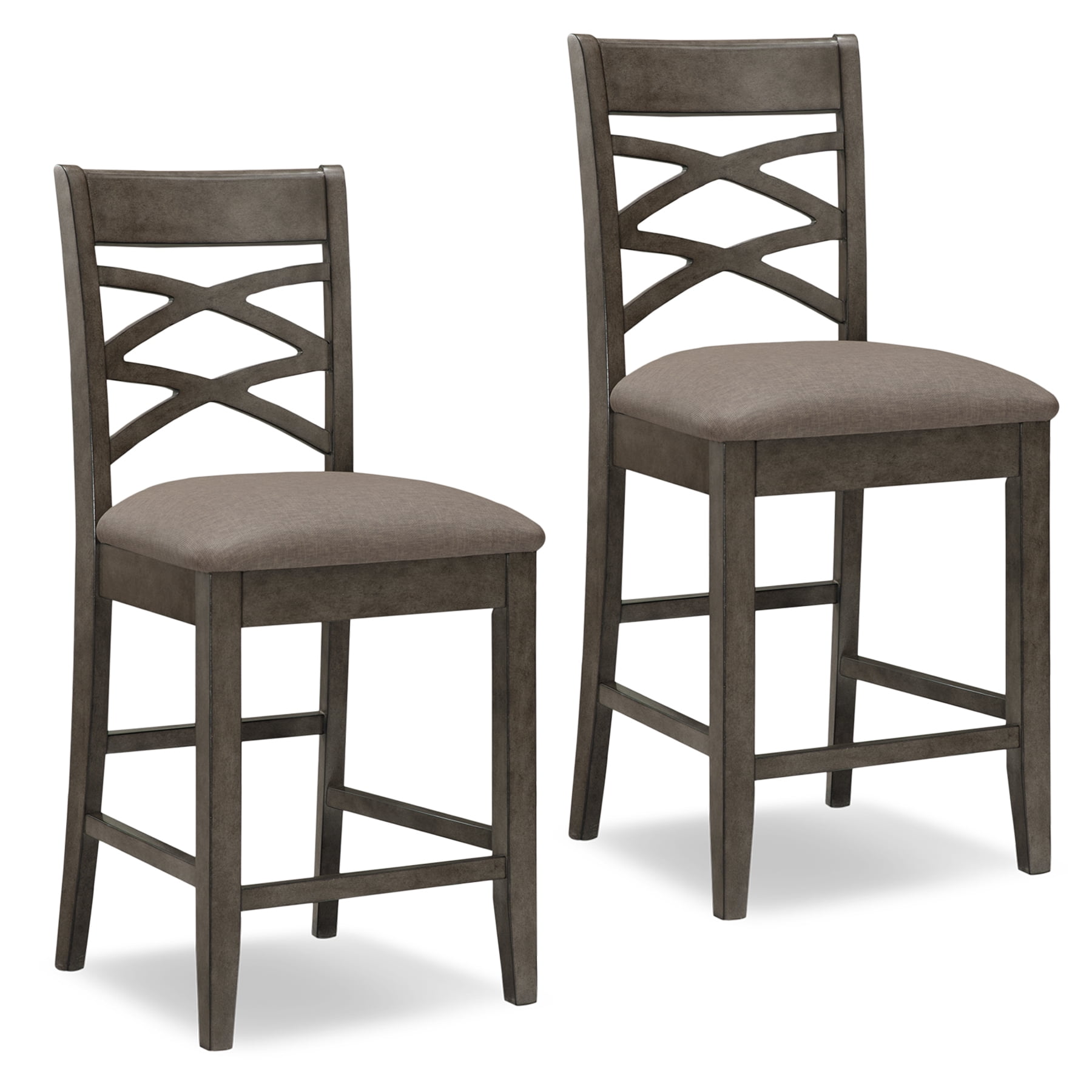 Leick Home 10084GS/MH Wood Double Cross Back Counter Height Stool, Set ...