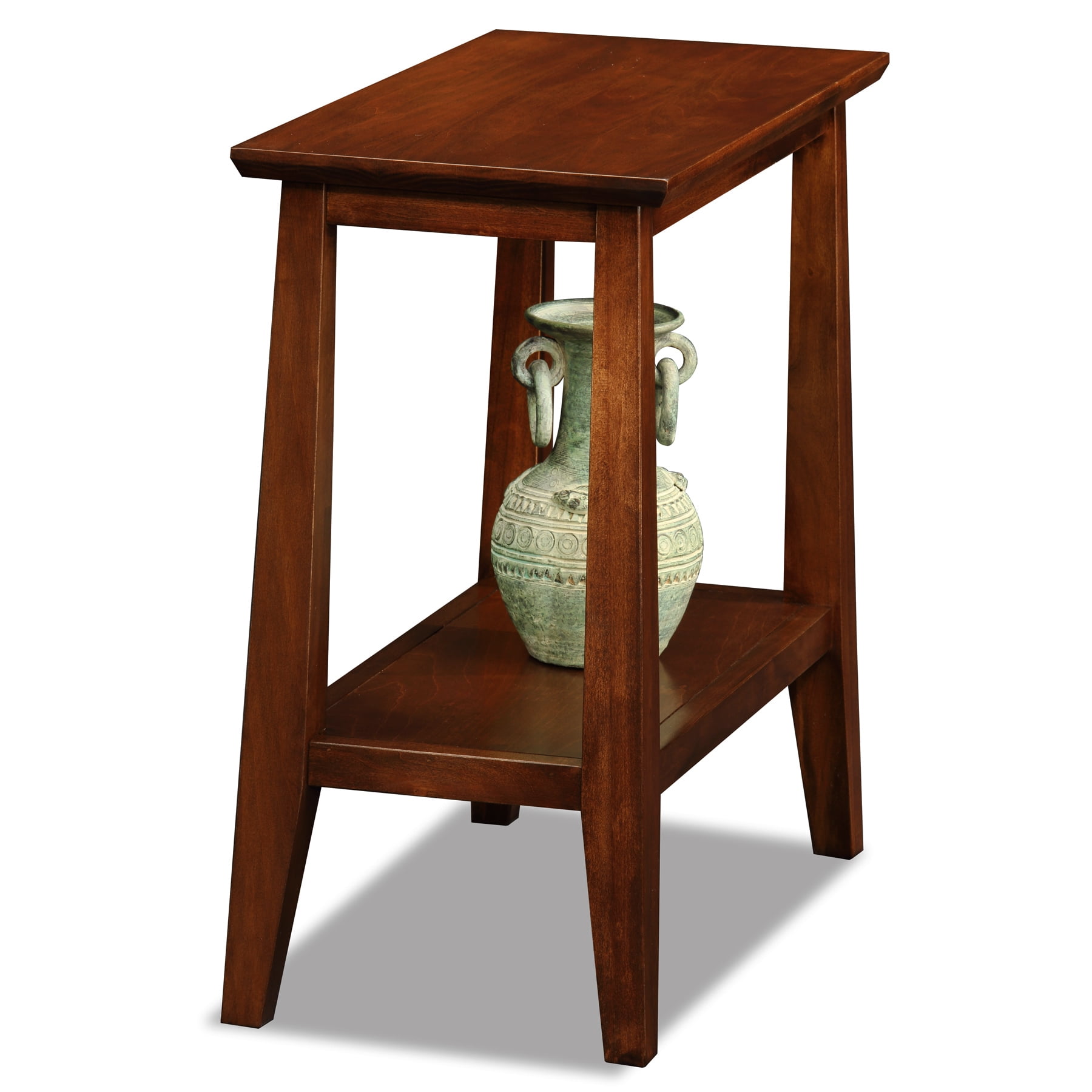 Leick Home Delton Solid Wood Narrow End Table with Shelf, Sienna ...