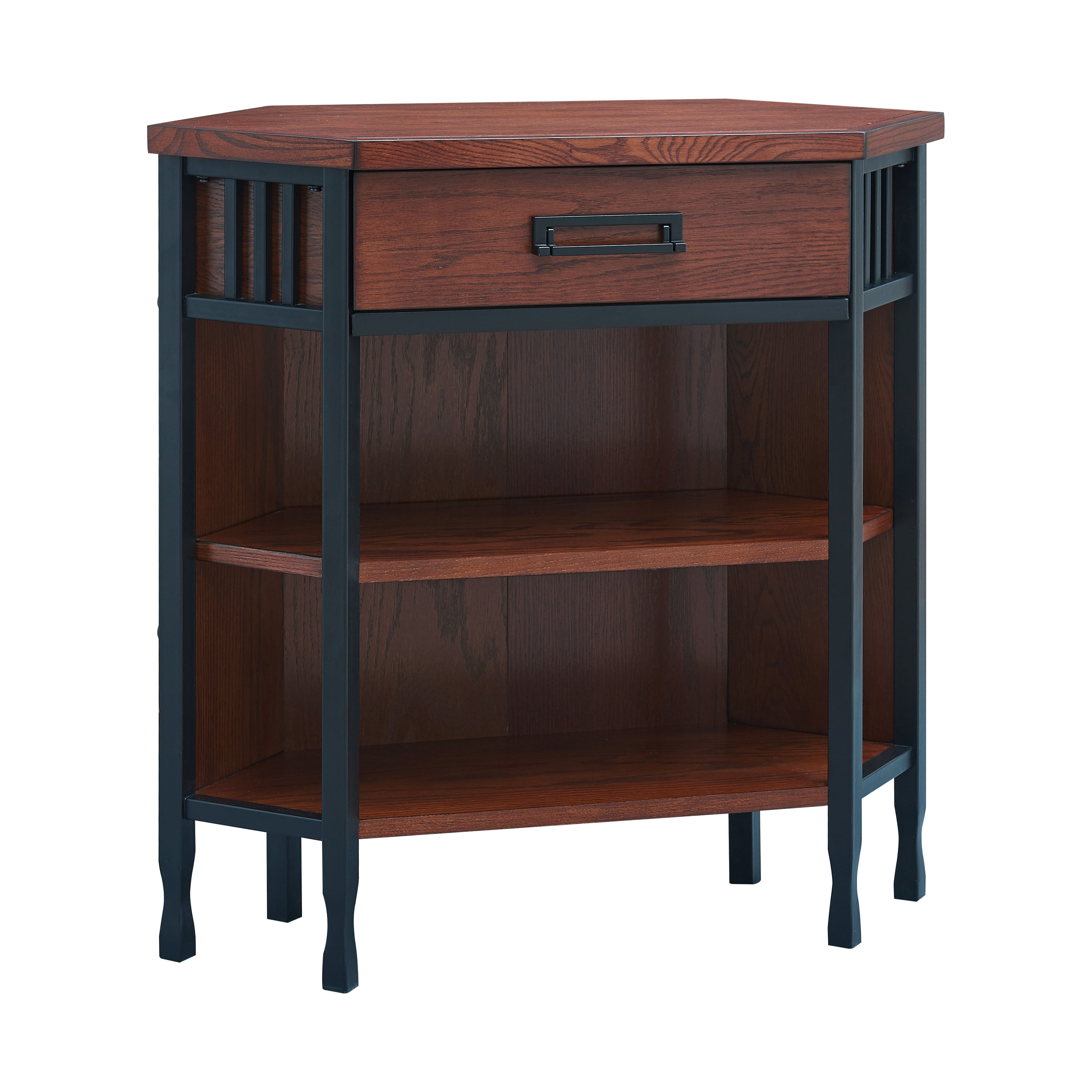 Leick Home 11264 Ironcraft Foyer Corner Rustic Bookcase with Drawer ...