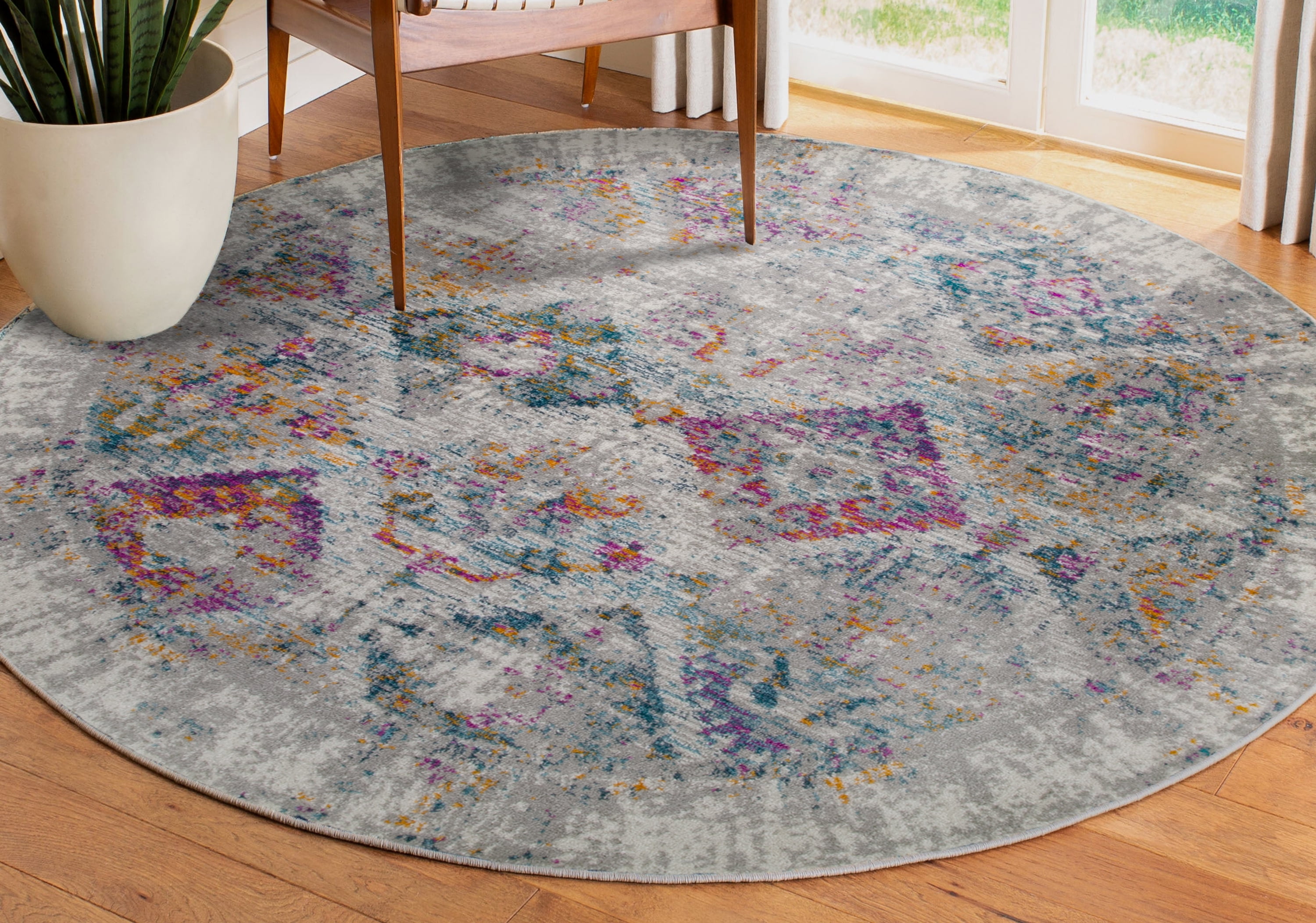 Leick Home Calian Multicolor Round Patchwork Boho Chic Area Rug, 5'3" x ...