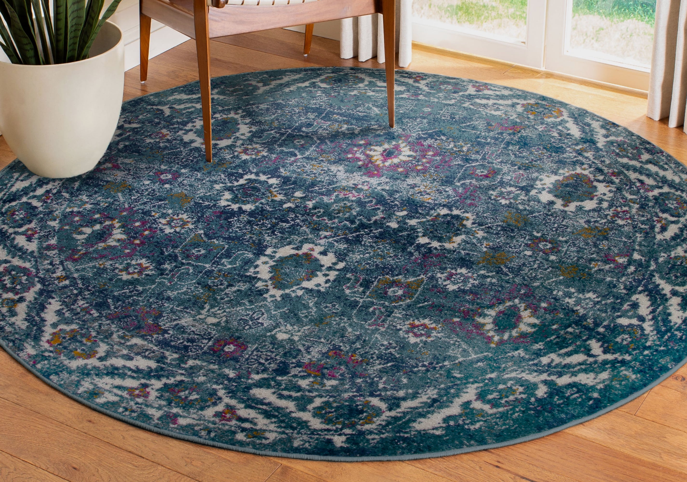 Leick Home Laraline 5'3" Vintage Turkish Medallion Round Area Rug ...