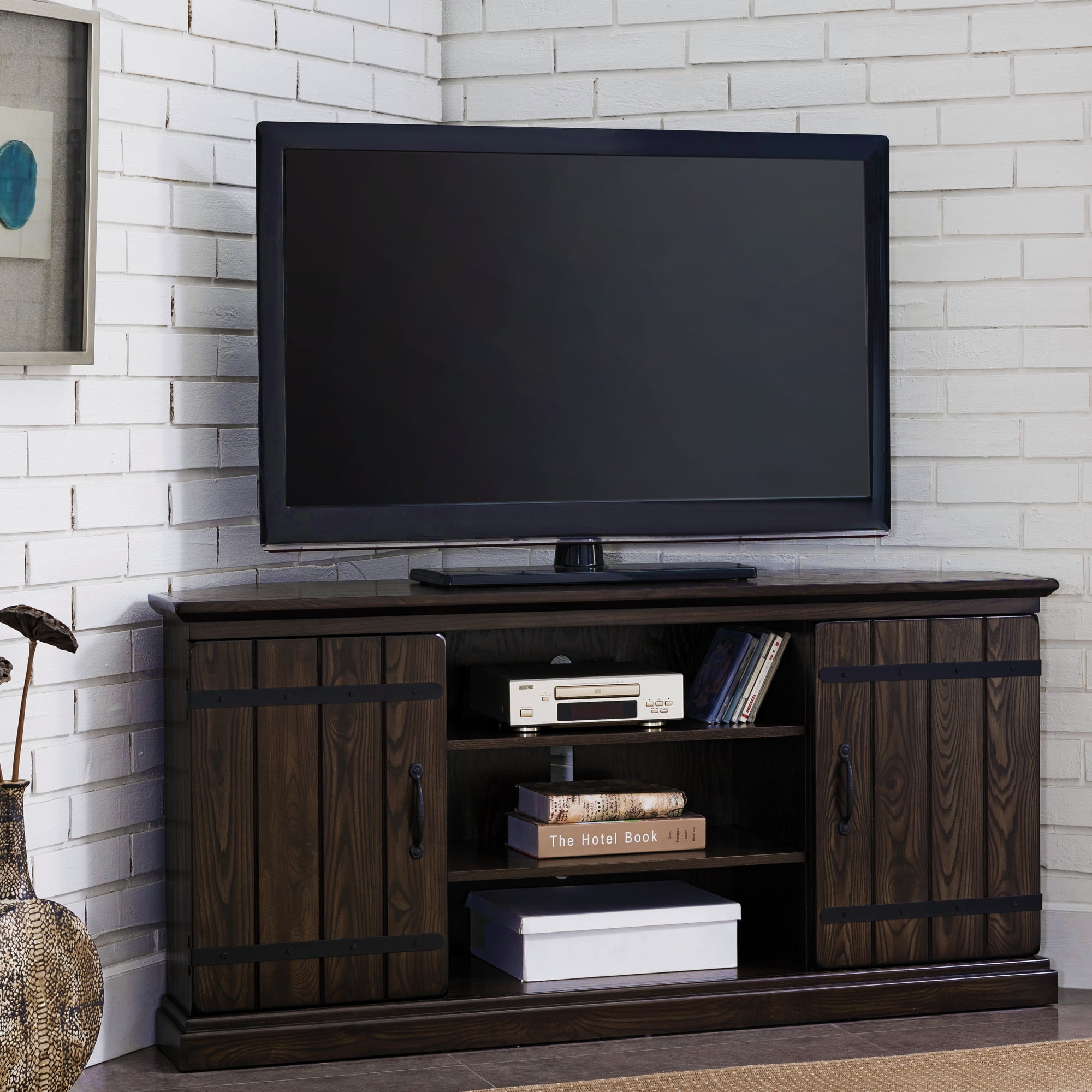 Leick Home 89585 Hunt Club Two Door Rustic Oak Corner TV Stand with ...