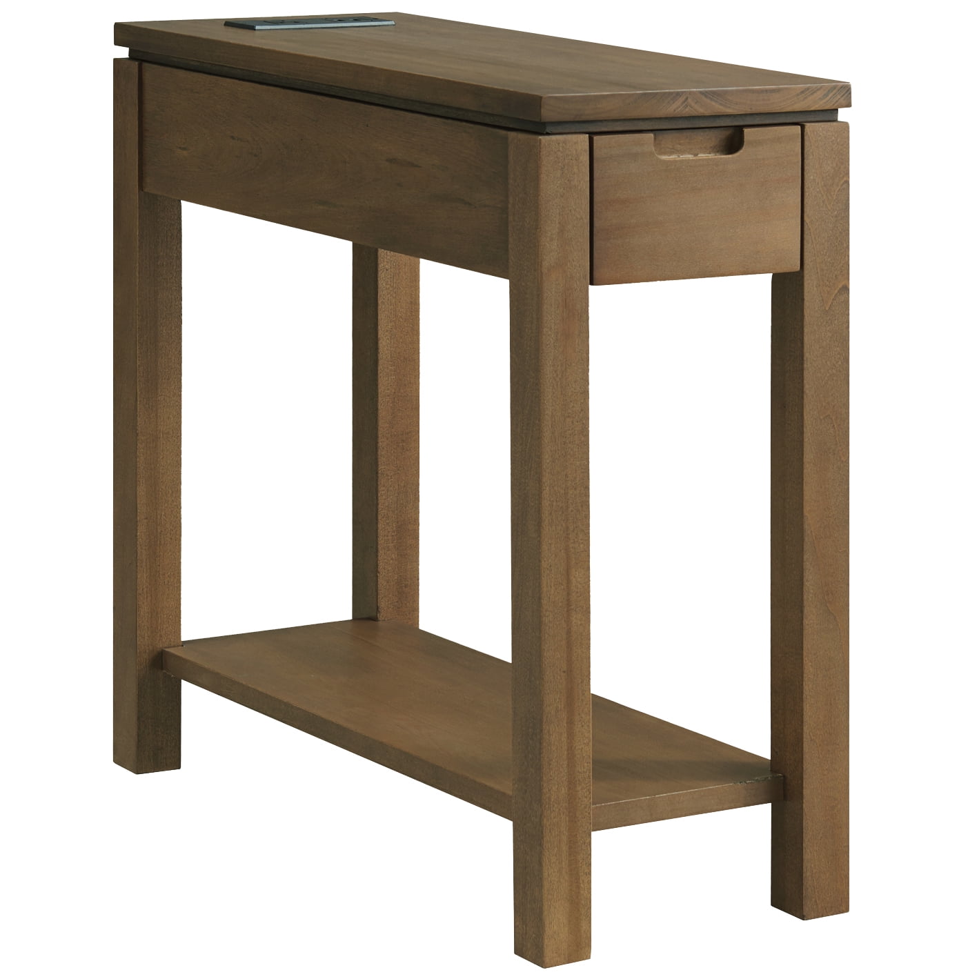 Leick Home Cade Wood 1-Drawer Side Table with Shelf and USB-C Fast ...