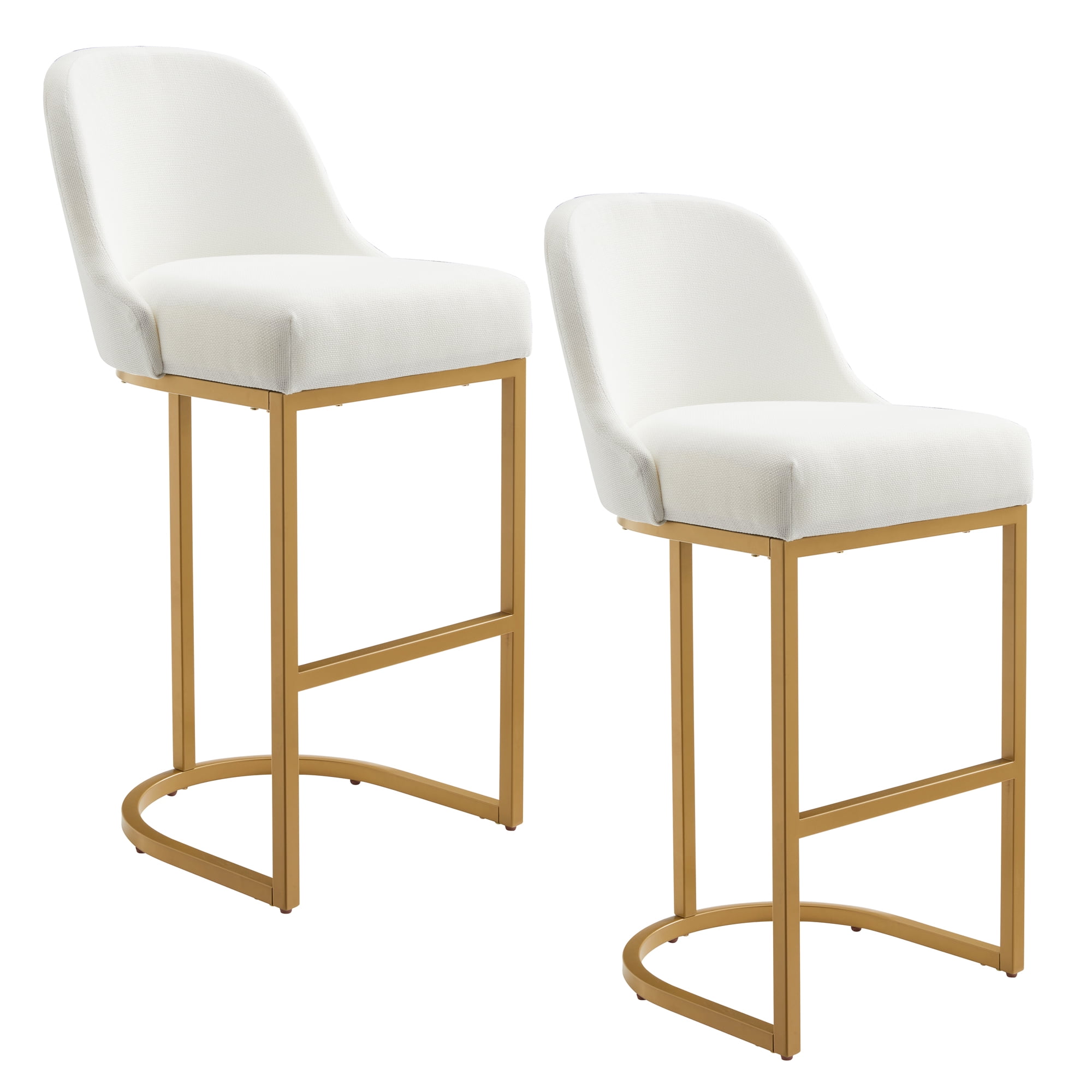 Leick Home Barrel Back Bar Stools with High Density Foam Seat, White ...