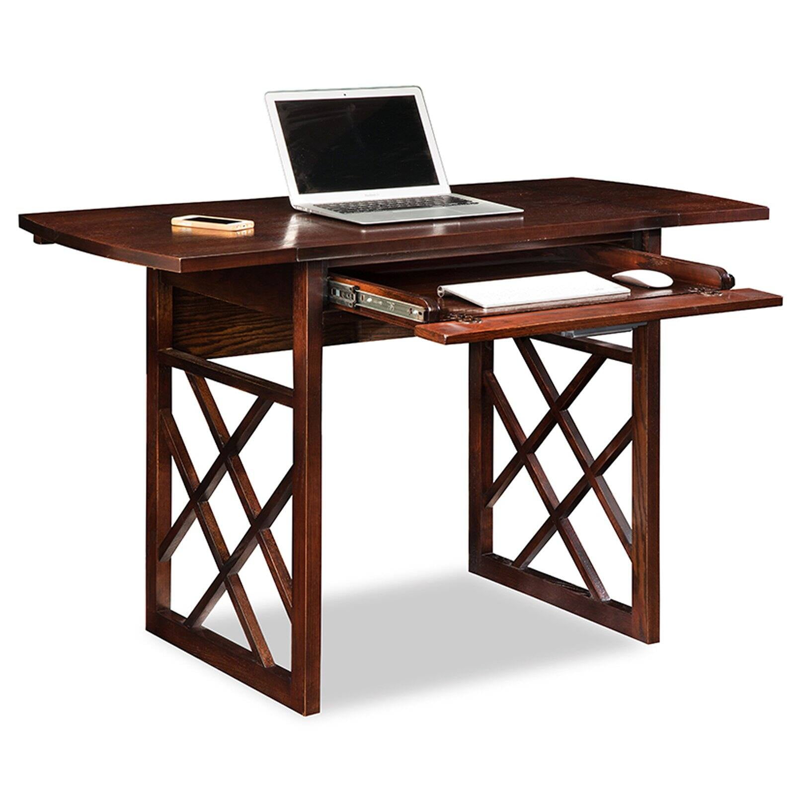 Leick Home Chocolate Oak Drop Leaf Computer/Writing Desk - Walmart.com