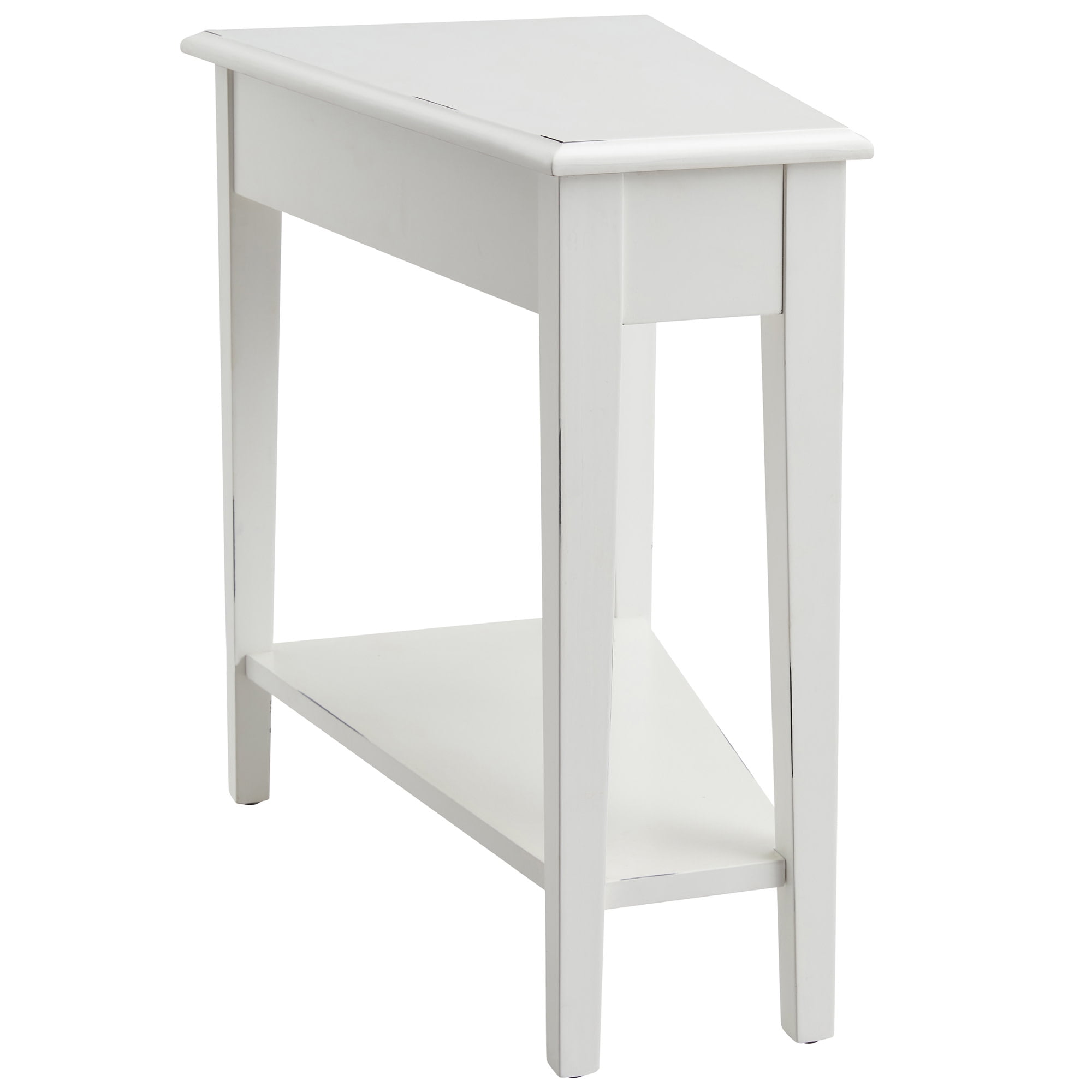 Leick Home Haven Ridge Wood Wedge End Table with Shelf, Farmhouse White ...