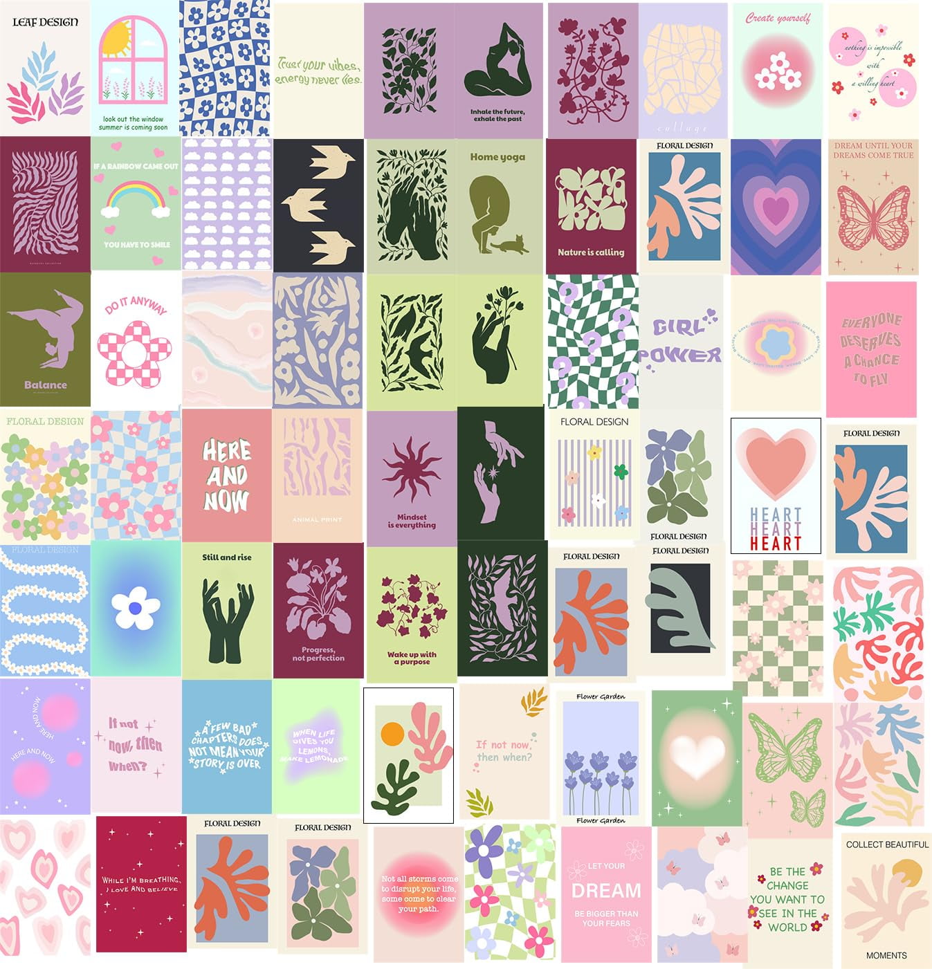Leifyson 70PCS Pastel Wall Collage, Danish Pastel Room Decor Aesthetic, Wall Collage Kit ...