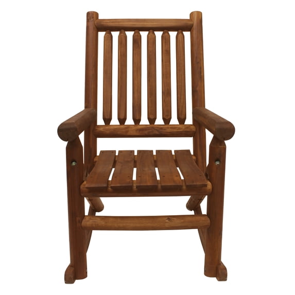 Leigh Country Amber-Log Adult Wood Outdoor Rocker - Brown - Walmart.com