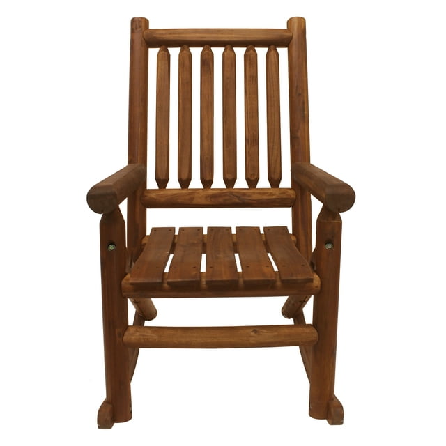 Leigh Country Amber-Log Adult Wood Outdoor Rocker - Brown - Walmart.com