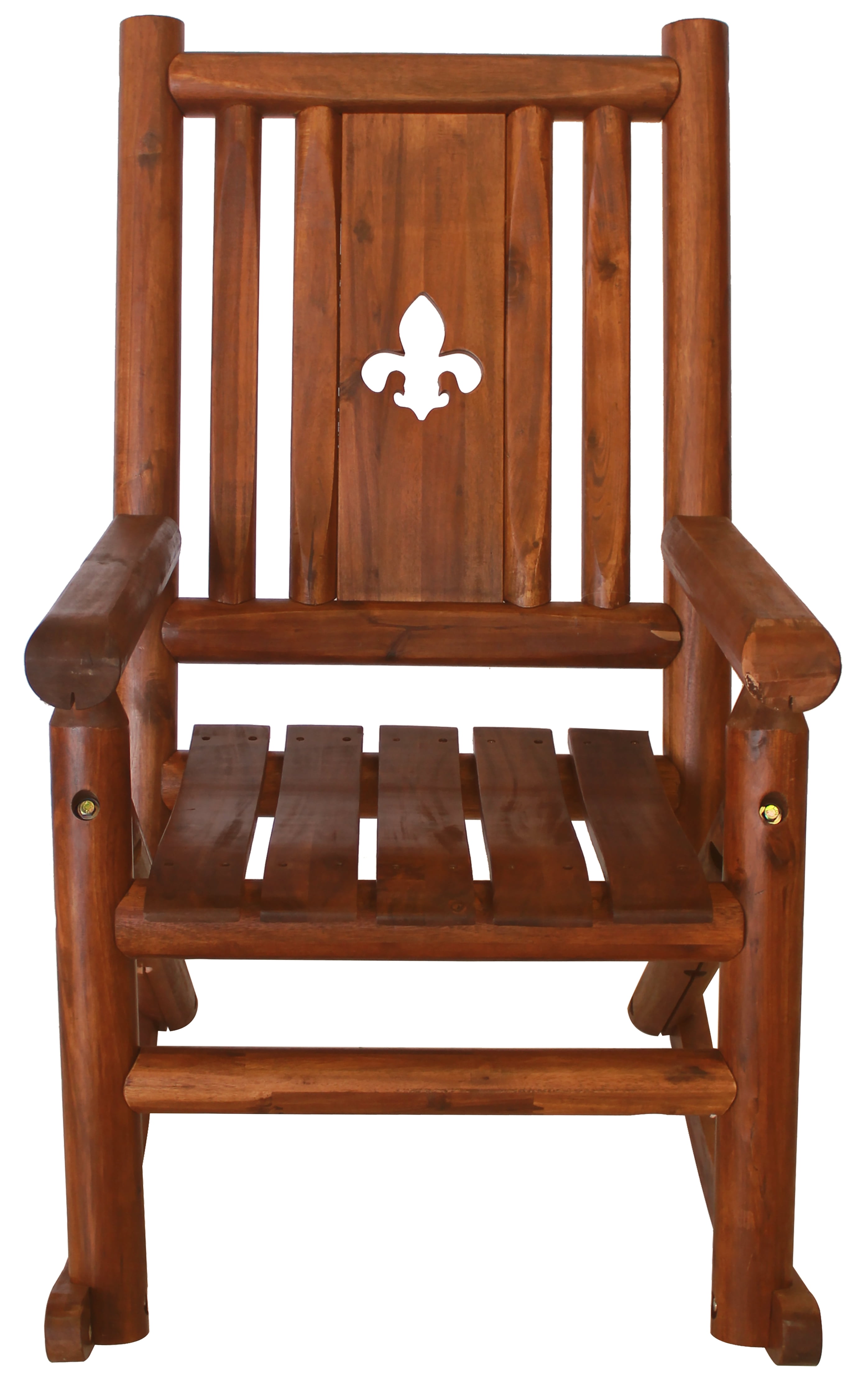 Leigh Country Amber-Log Fleur-De-Lis Acacia Wood Outdoor Patio Rocking ...