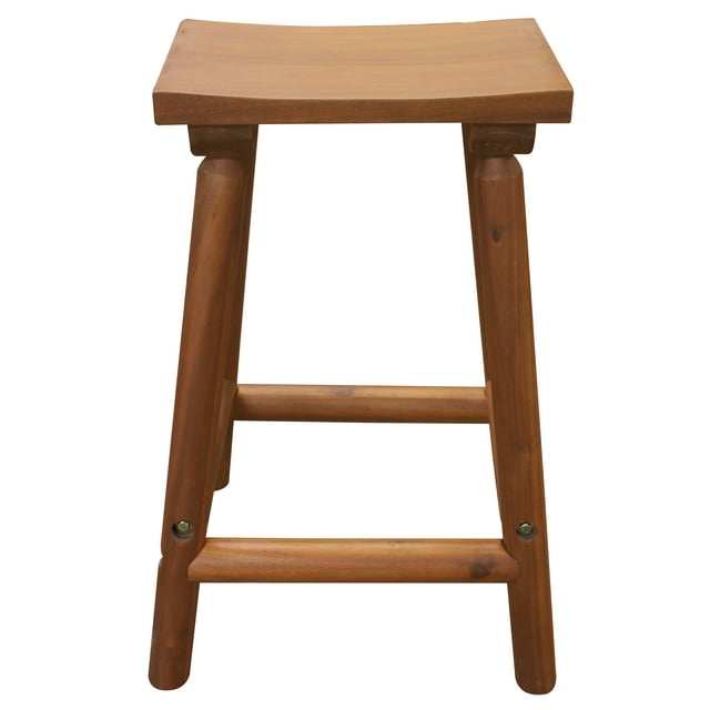 Leigh Country TX 36015 Amber-Log Wooden Outdoor Bar Stool with No Back ...