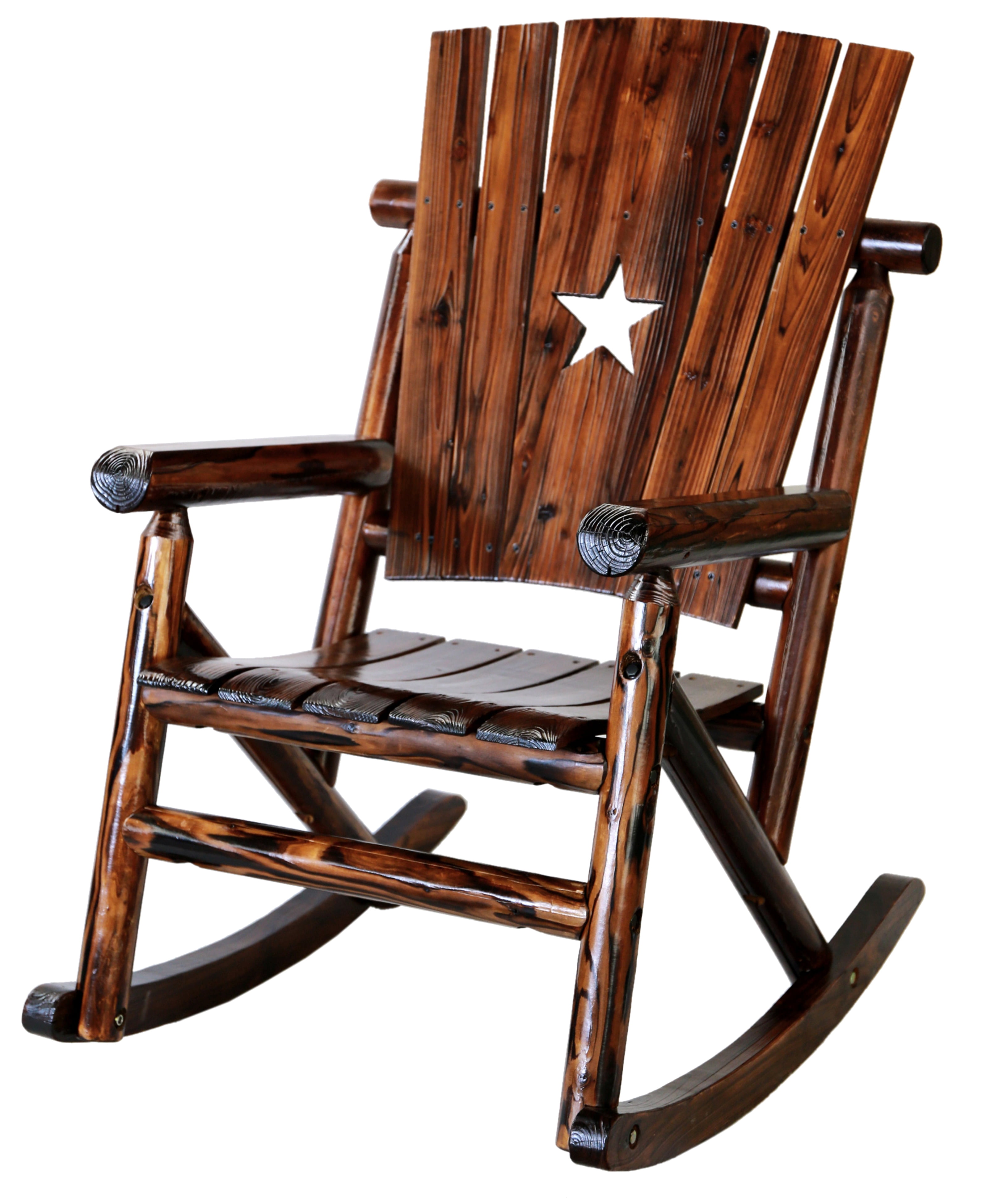 Leigh Country TX 93615 Char-Log Adult Wood Outdoor Rocker with Star ...