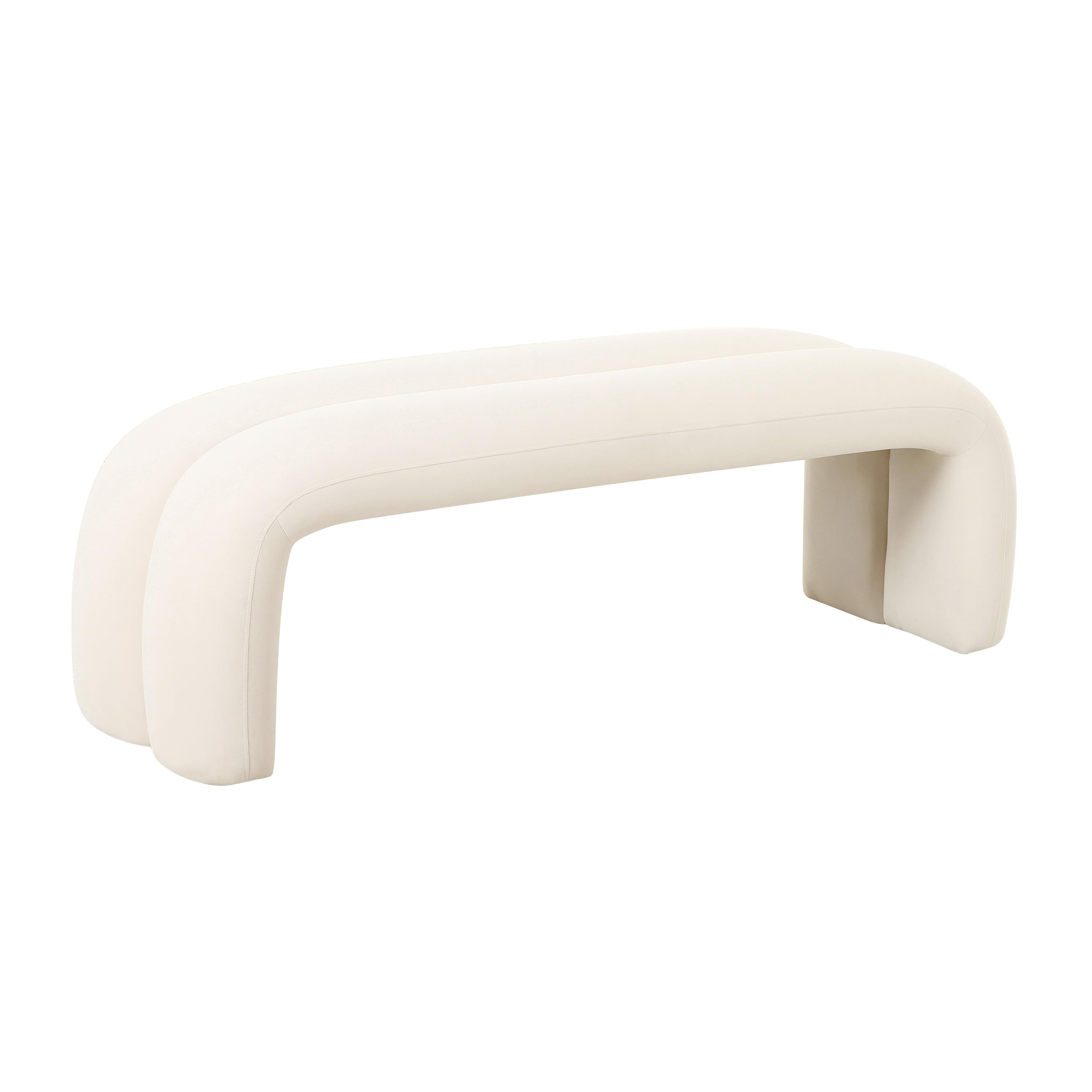Leigh Cream Velvet Channeled Bench - Walmart.com