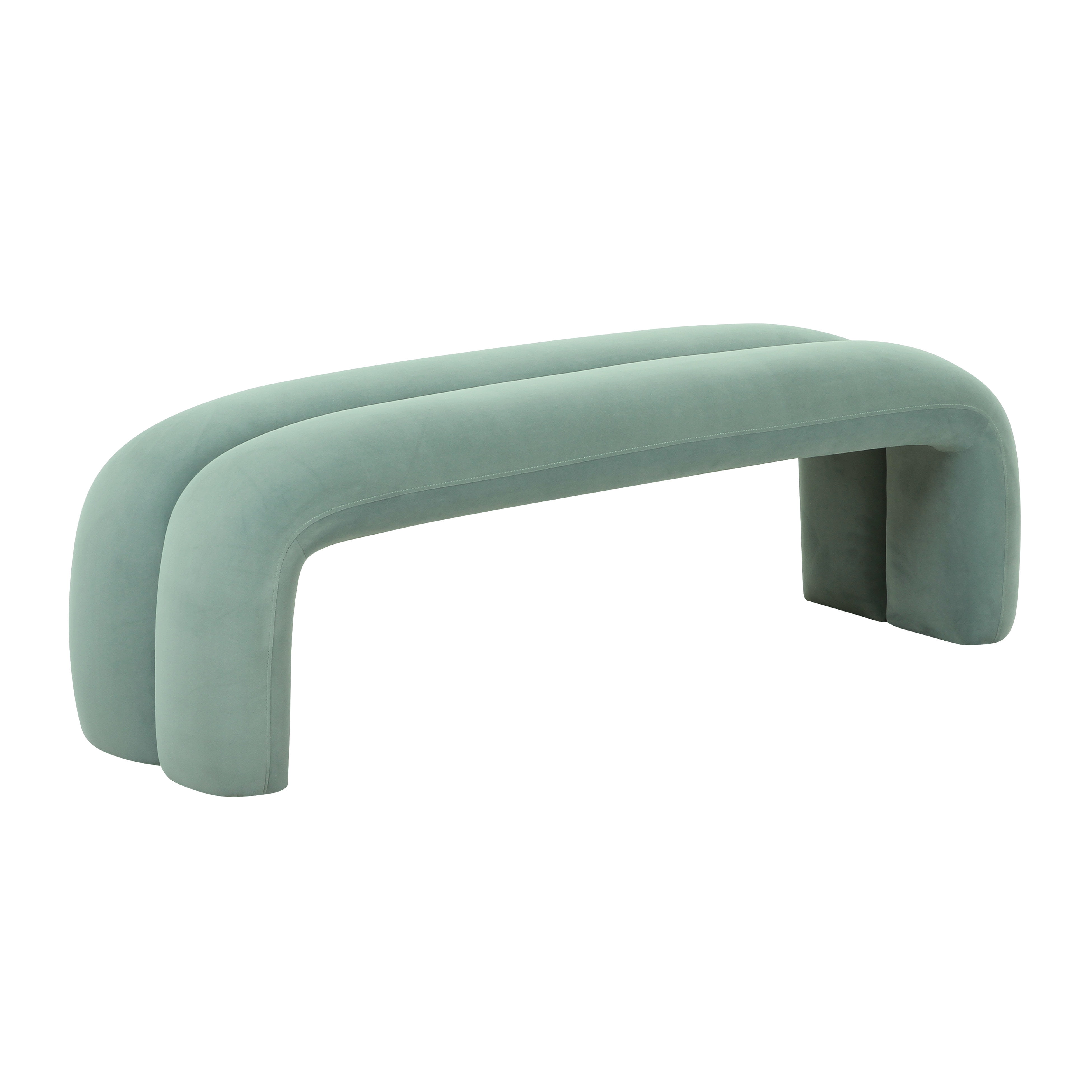 Leigh Green Velvet Channeled Bench - Walmart.com