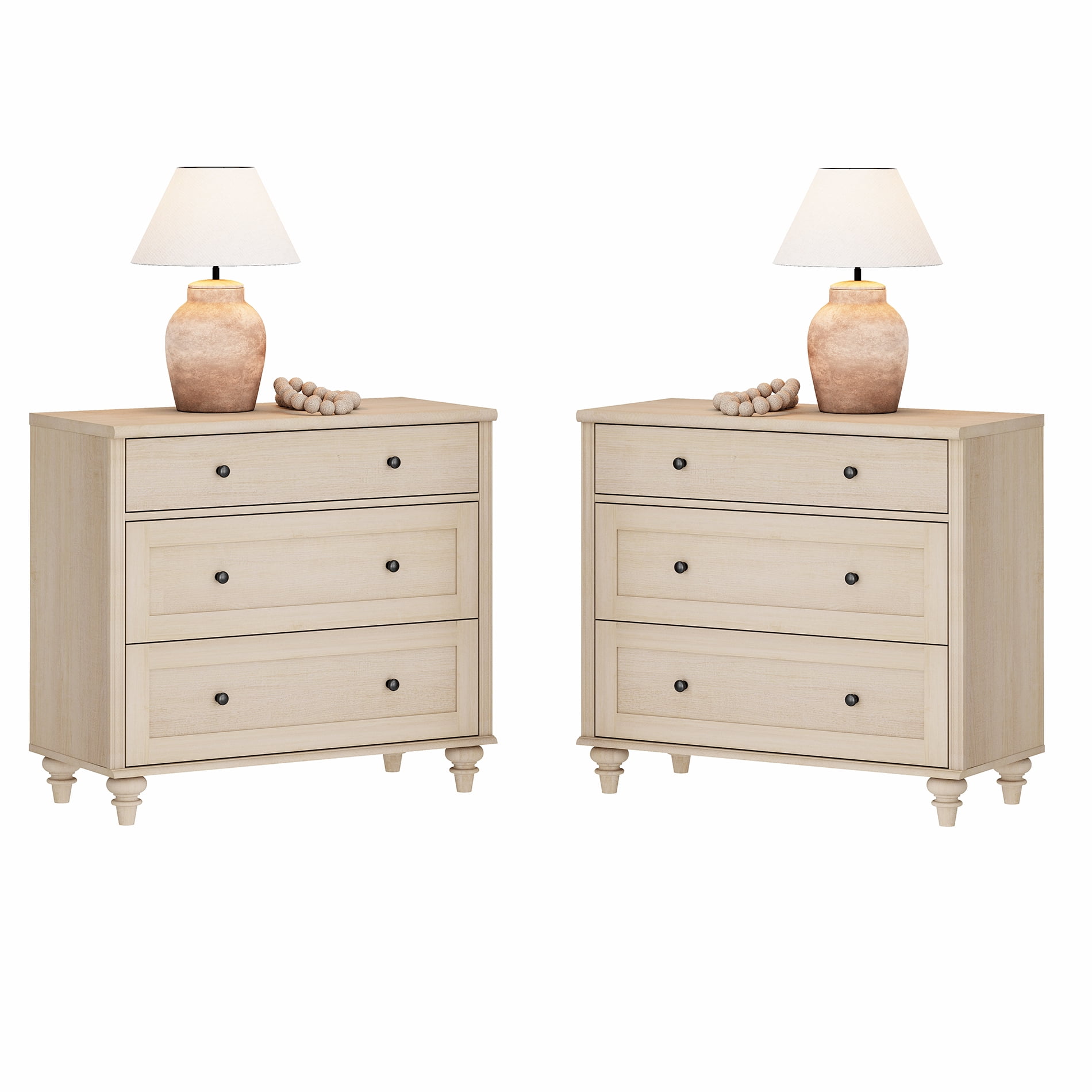 Free Shipping! FITUEYES Beige End Table Set, 6-Drawer Chest for Bedroom ...