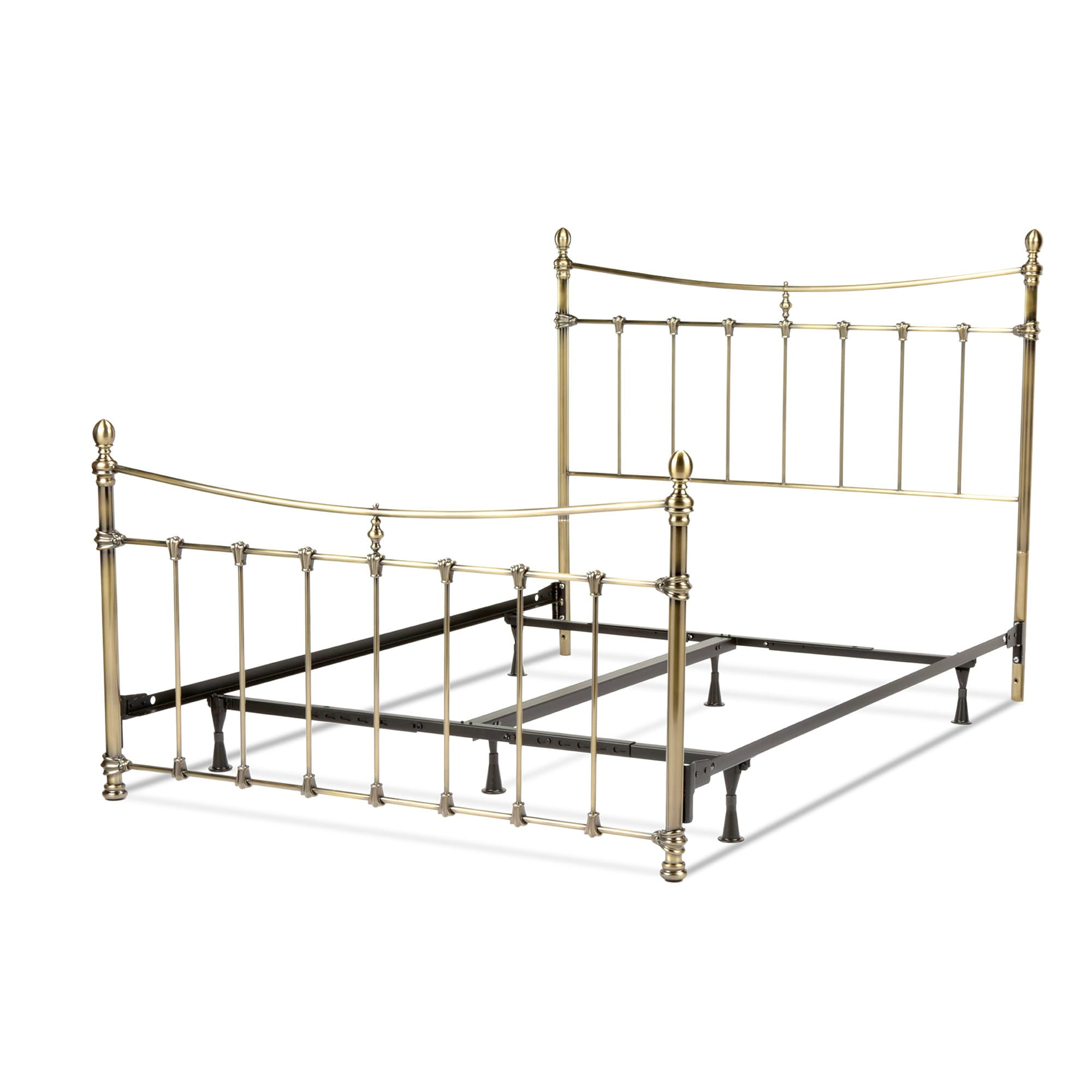 Leighton Complete Metal Bed and Steel Support Frame with Straight-Lined ...