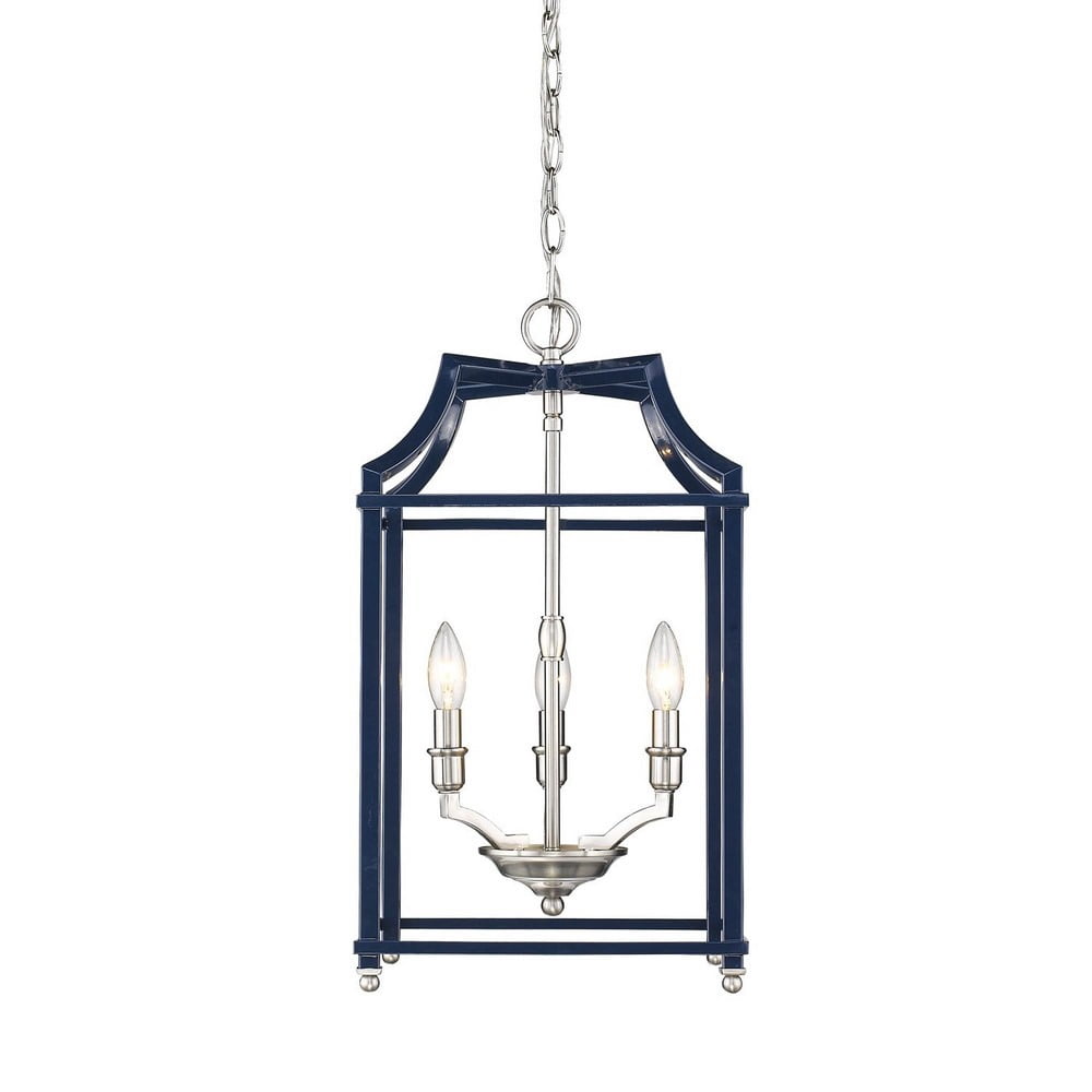 Leighton PW 3 Light Pendant in Pewter with Navy - Walmart.com
