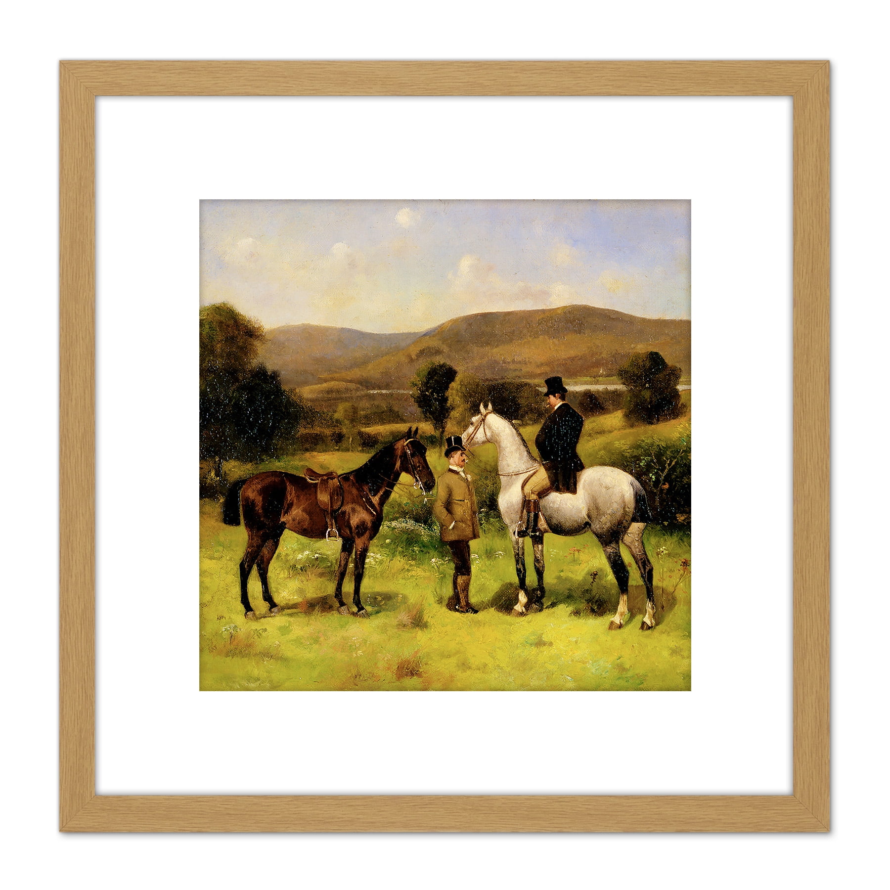 Leighton Two Horses And Riders 1883 Painting 8X8 Inch Square Wooden ...