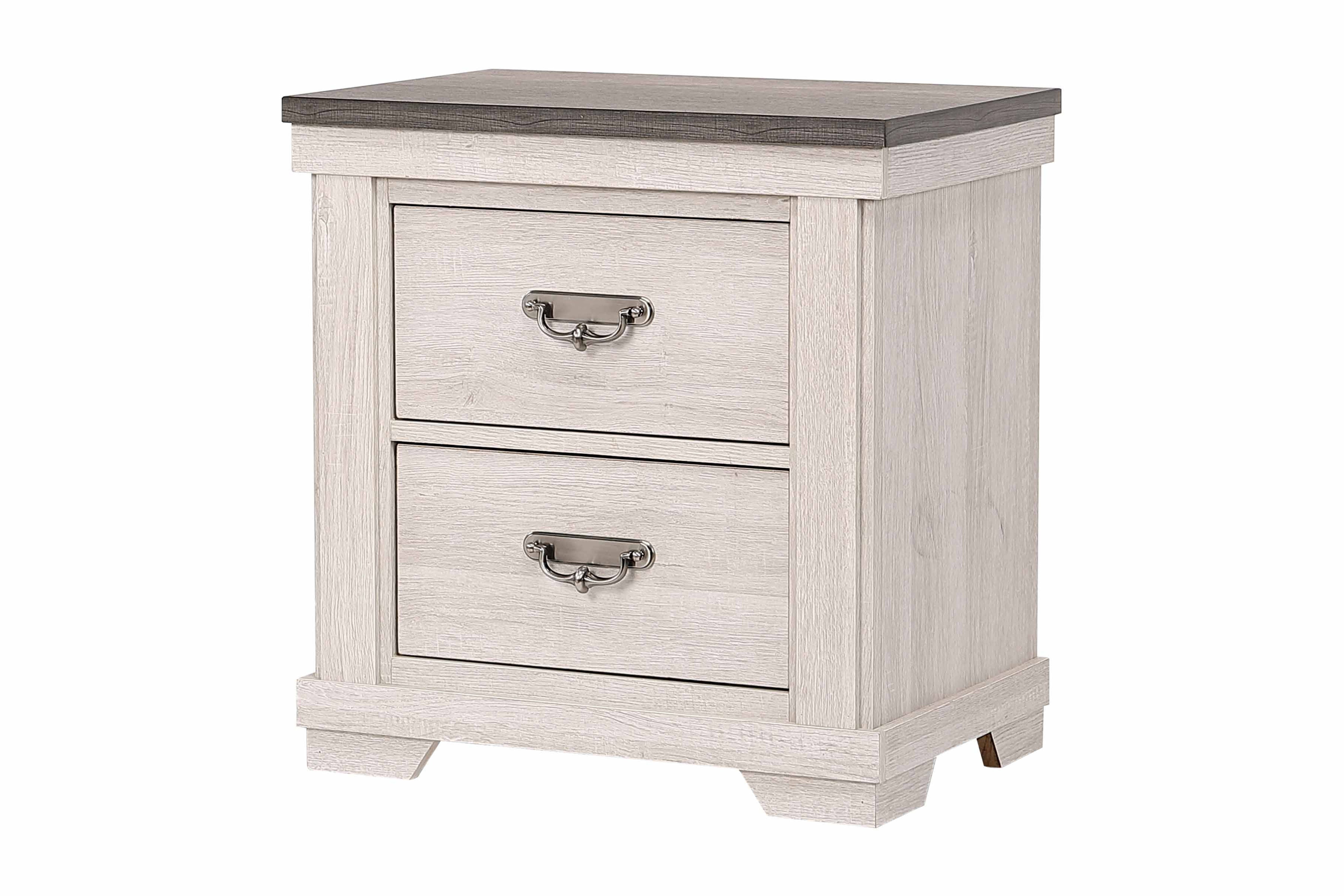 Leighton White Nightstand, 26.6" Modern 2-Tone Bedside Table with ...