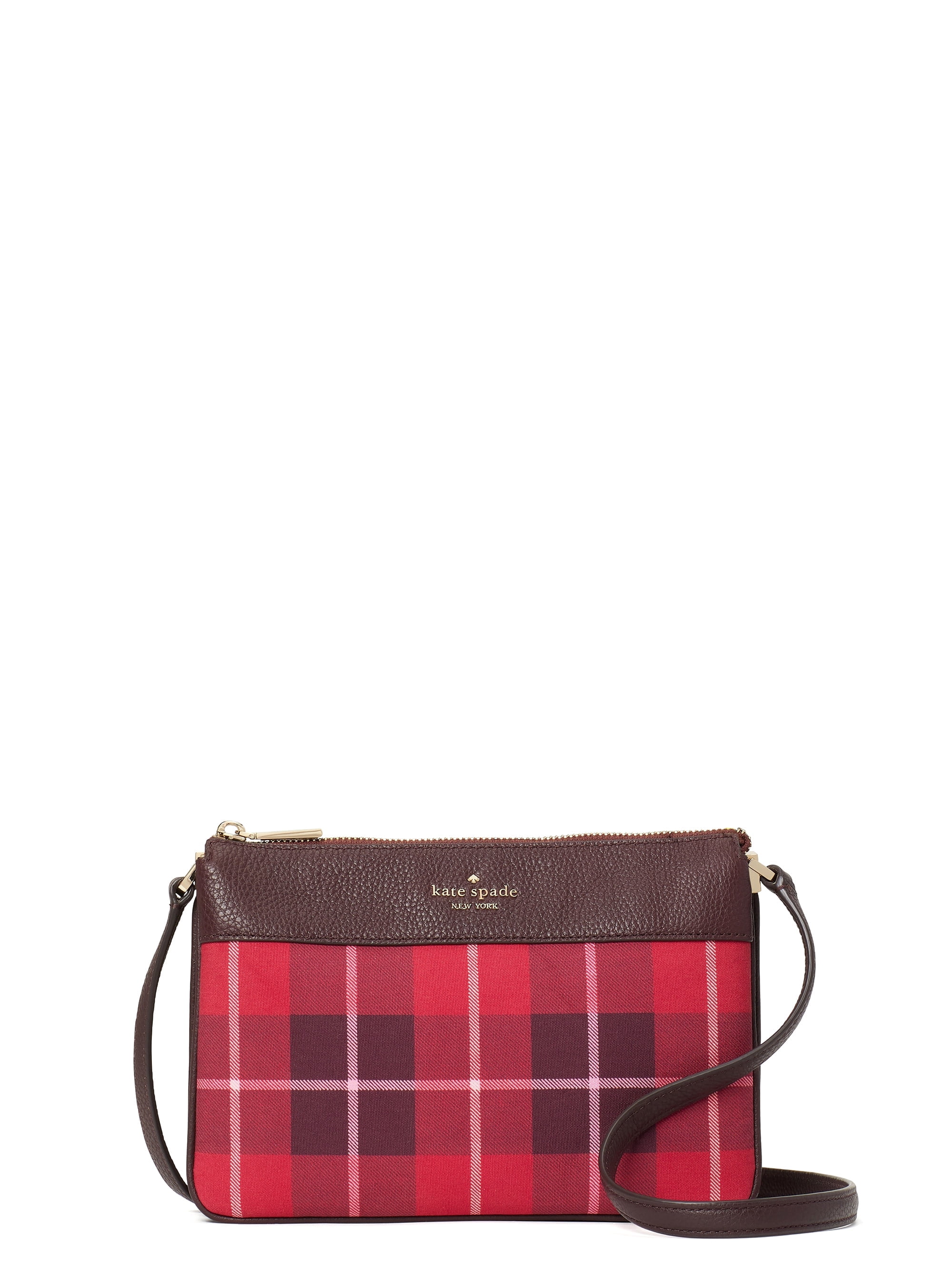 Leila Plaid Crossbody with Triple Gusset, Canvas & Leather Trim, Zip ...