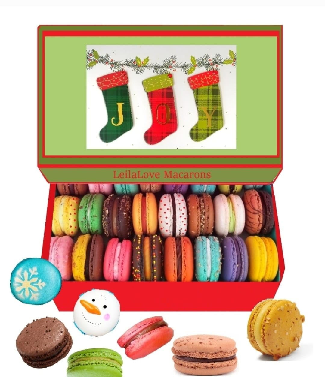 LeilaLove Macarons-16 Holiday specialty Macaron gift box up to dozen ...