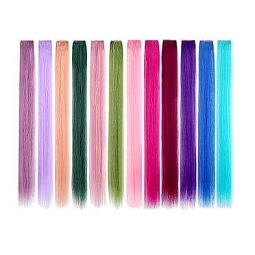 Powiller 24 Pcs Colorful Rainbow Hair Extensions for Kids, Braid-Ready ...