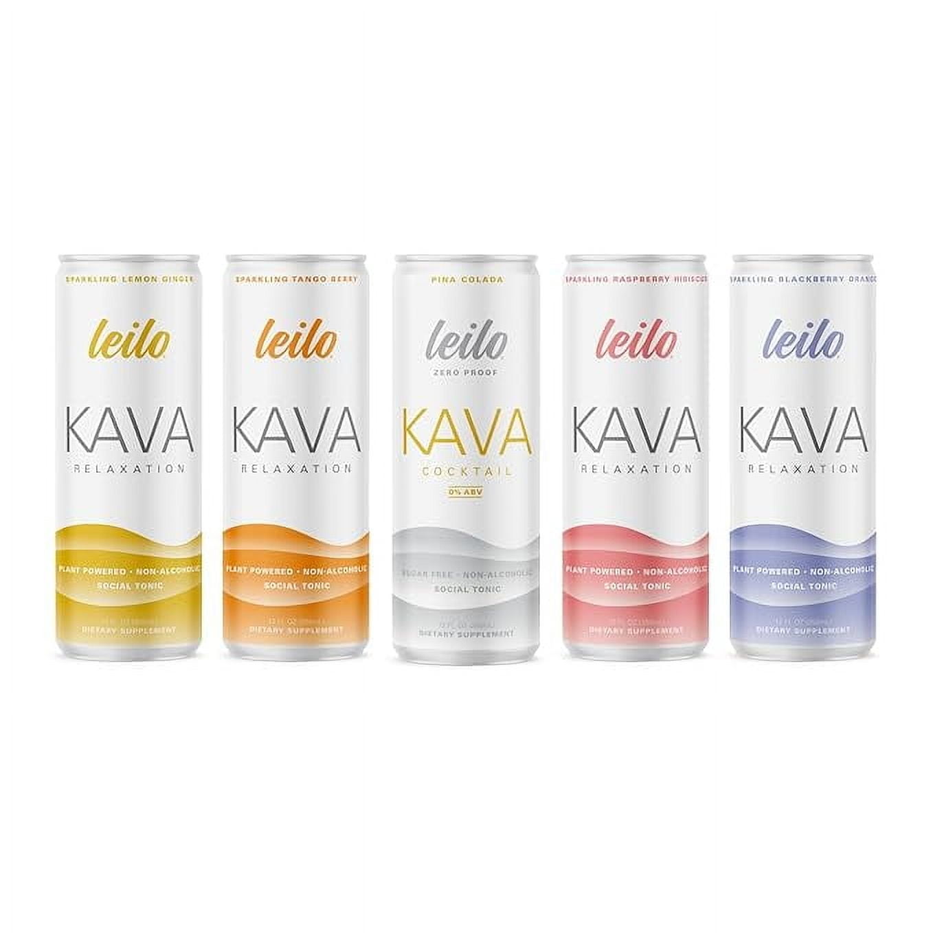 Leilo Kava Herbal Supplement Drink, Stress-Relief Variety Sampler, Non-Alcoholic Relaxation, (6 ...