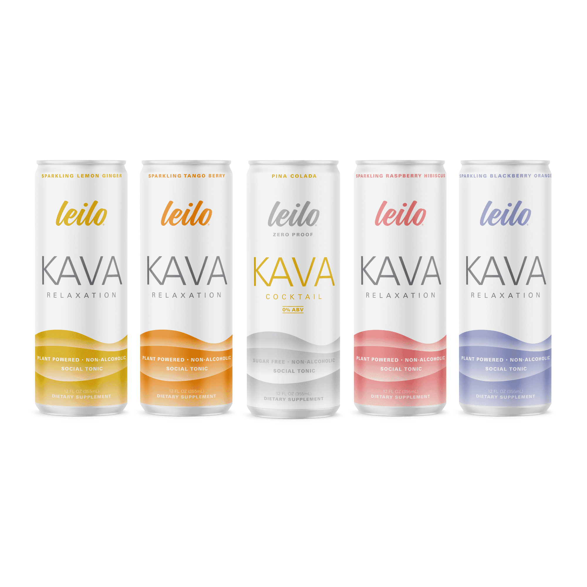 LEILO, Kava Powered Sparkling Relaxation Drink, Variety Sampler 6-pack ...
