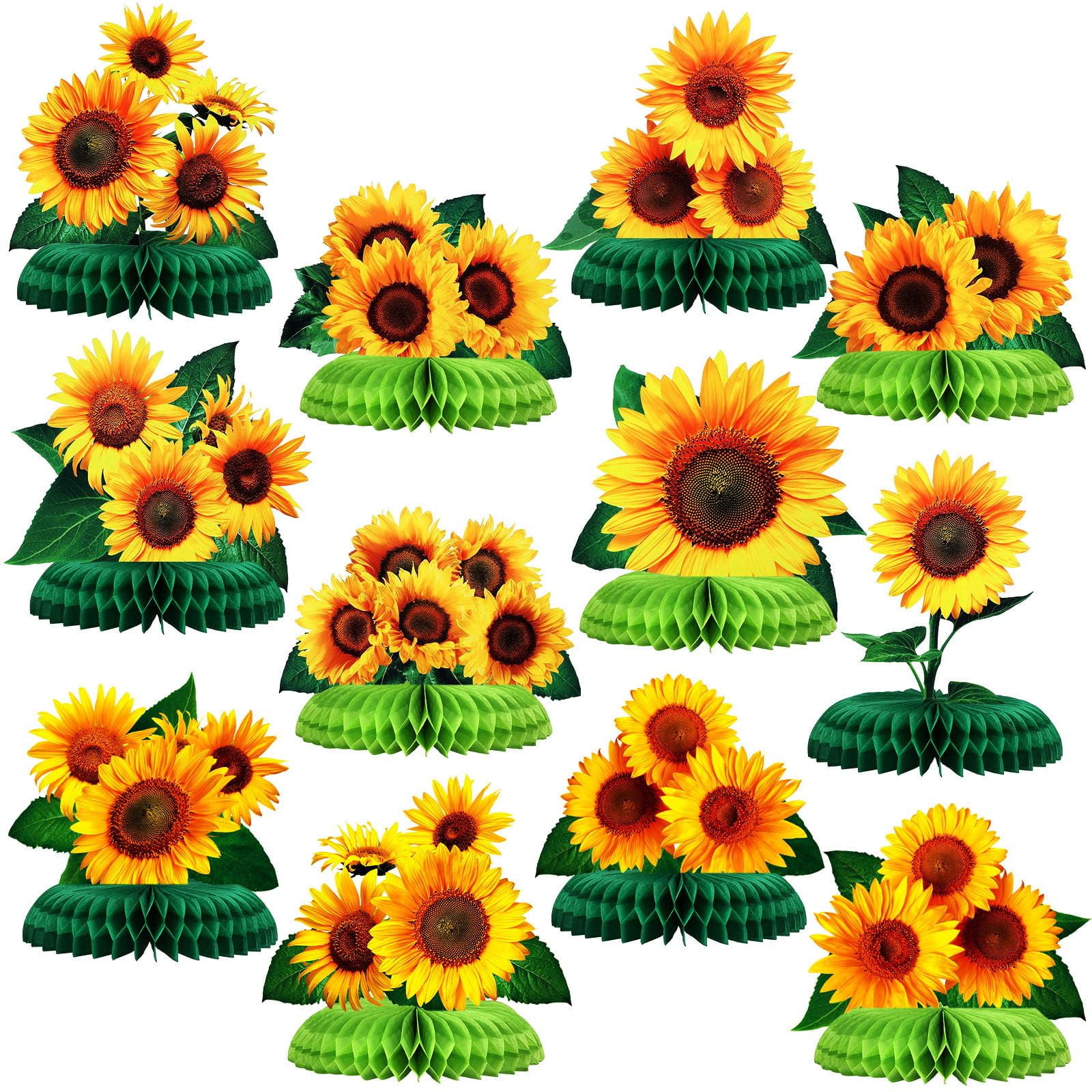 Leinuosen 12 Pcs Sunflower Honeycomb Centerpieces Sunflower Party Table ...