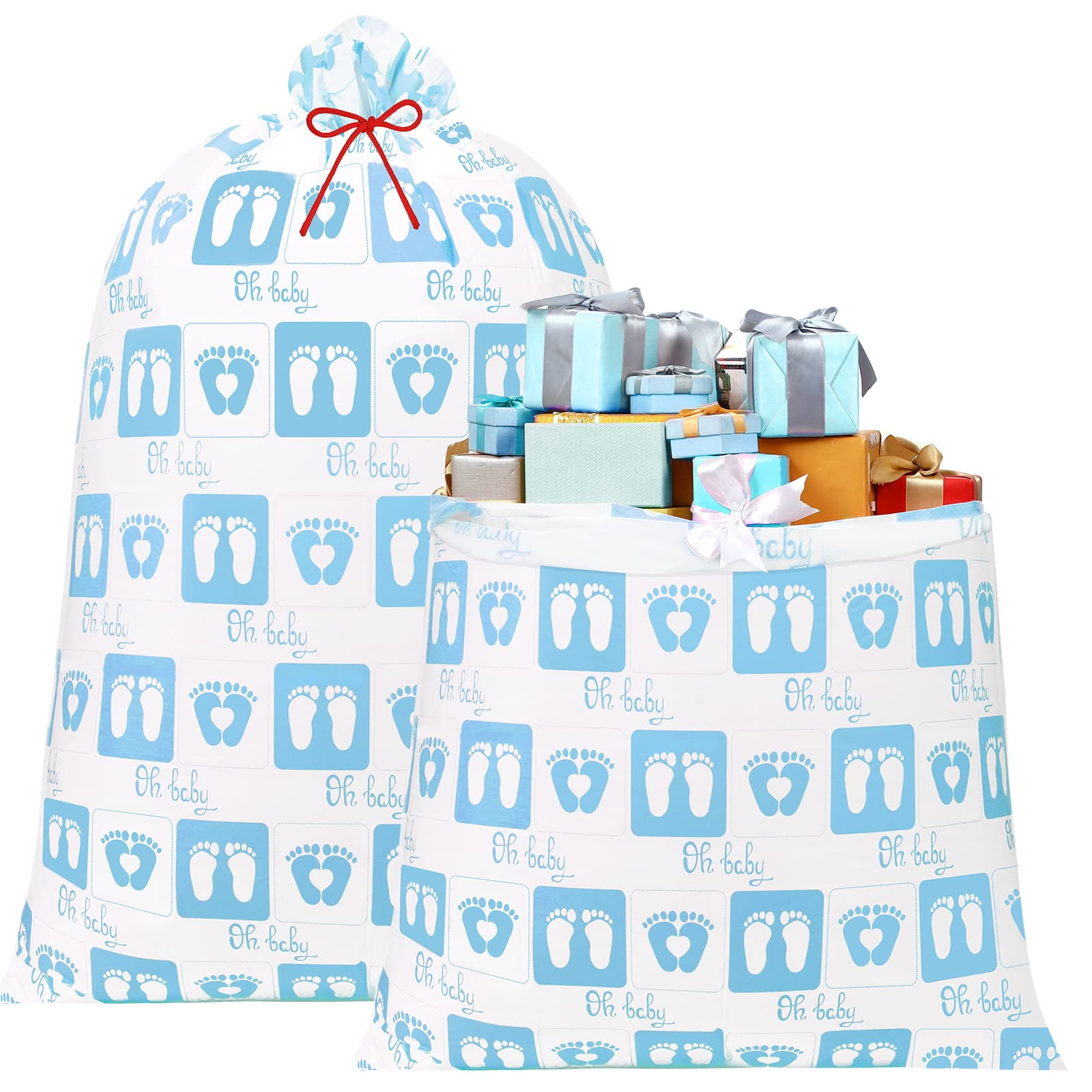 Leinuosen 2 Pcs 70 Inches Jumbo Baby Shower Bag Large Baby Footprint ...
