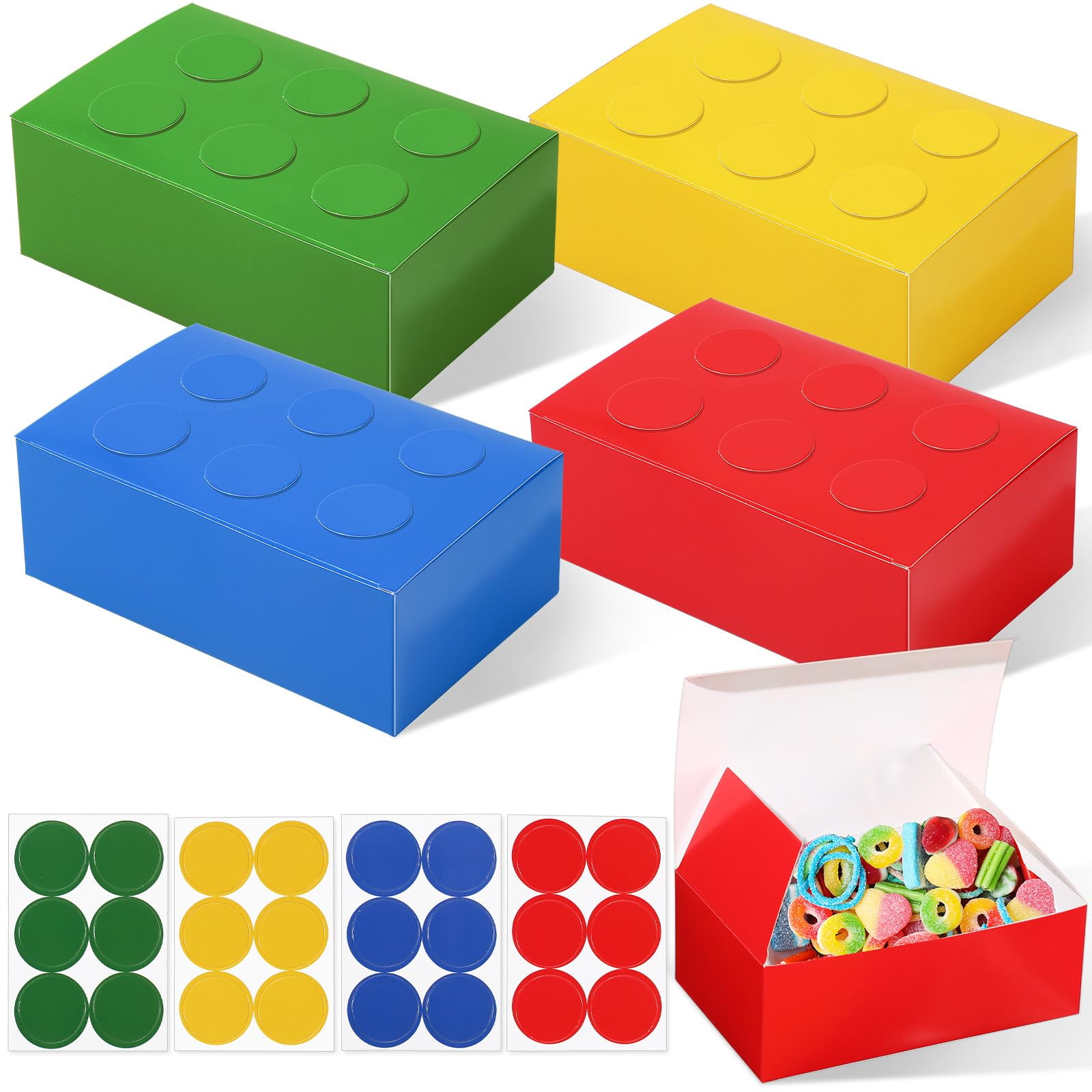 Leinuosen 2Pieces Building Block Party Favor Boxes Color DIY Brick ...
