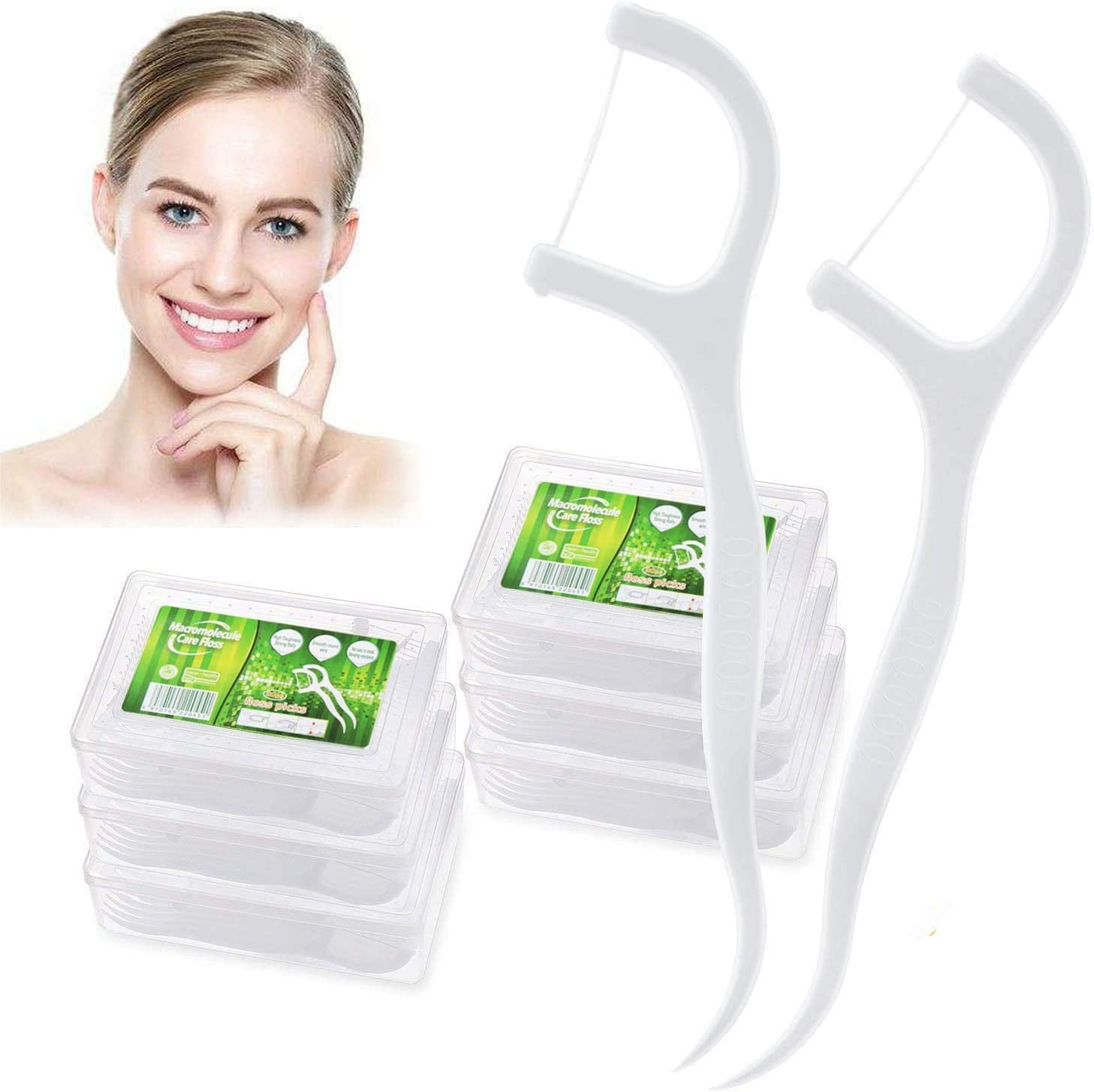 Leioua Dental Floss Picks 300 Counts Unflavored Durable Disposable ...