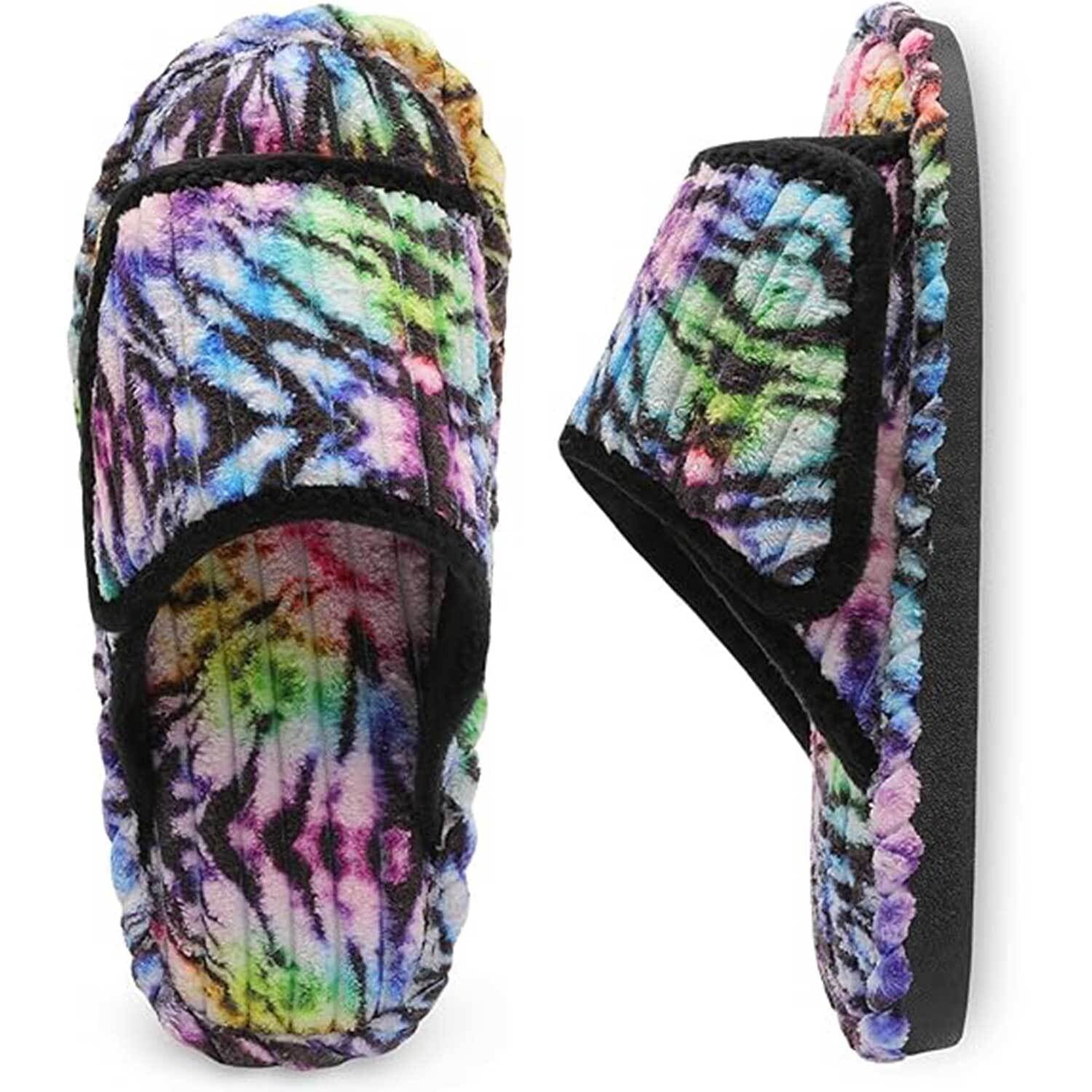 Leisfit Women's Diabetic Memory Foam Slide Slippers, Adjustable Open ...