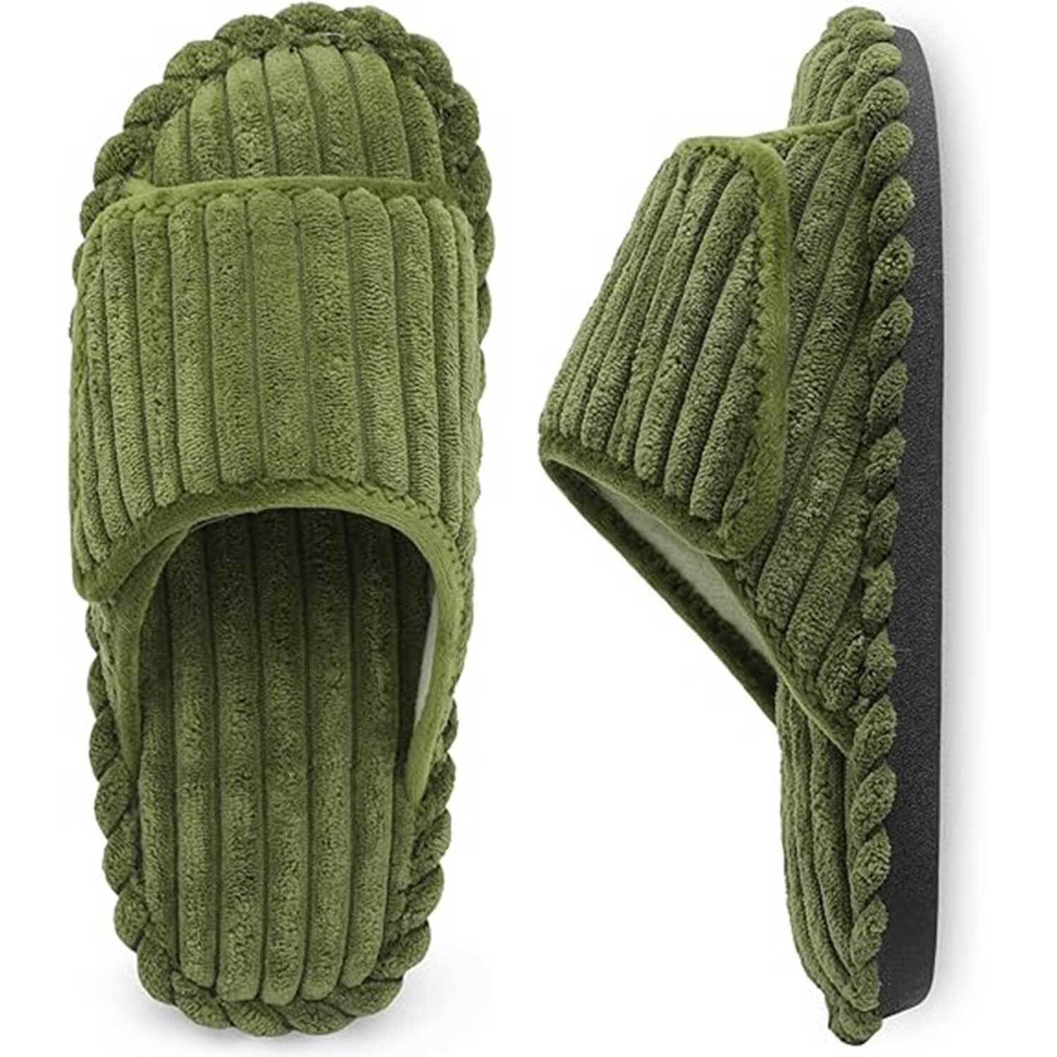 Leisfit Diabetic Slippers for Women Adjustable Open Toe Corduroy House ...