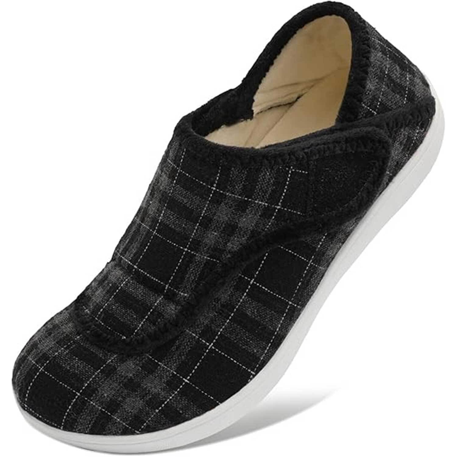 Leisfit Women's Slippers Wide Diabetic Adjustable House Shoes ...