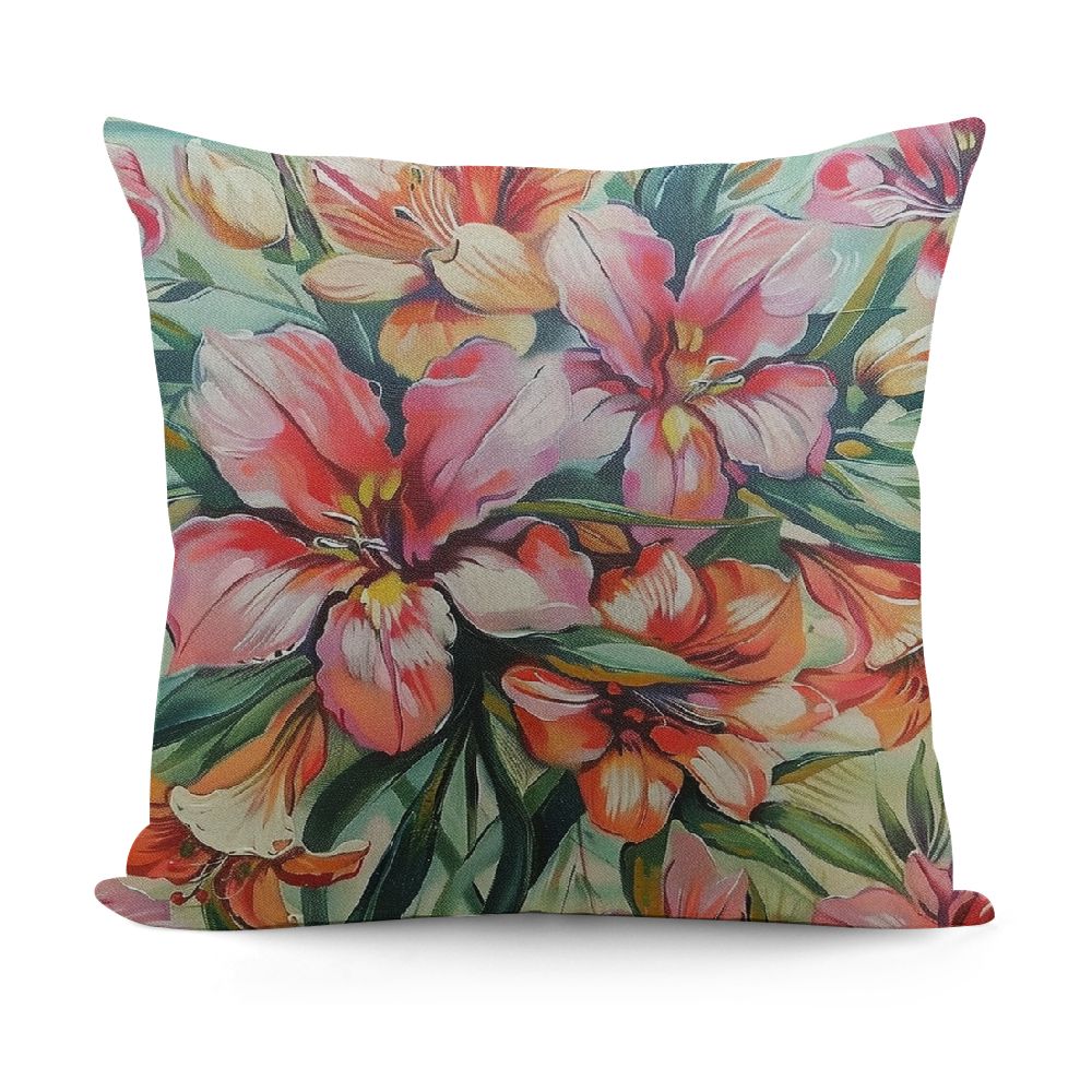 Leisuo Pillow Cover Drawing Pastel Pink Color Made Pattern Tulip Painted Flower Water Design ...