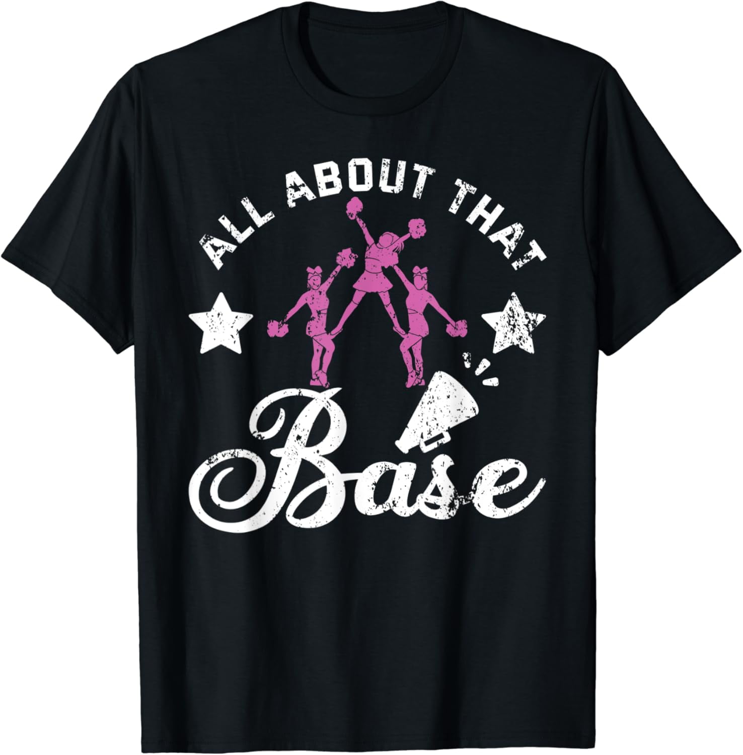 Leisuo Women Squad Funny Cheerleading All About That Base Cheer T-Shirt ...