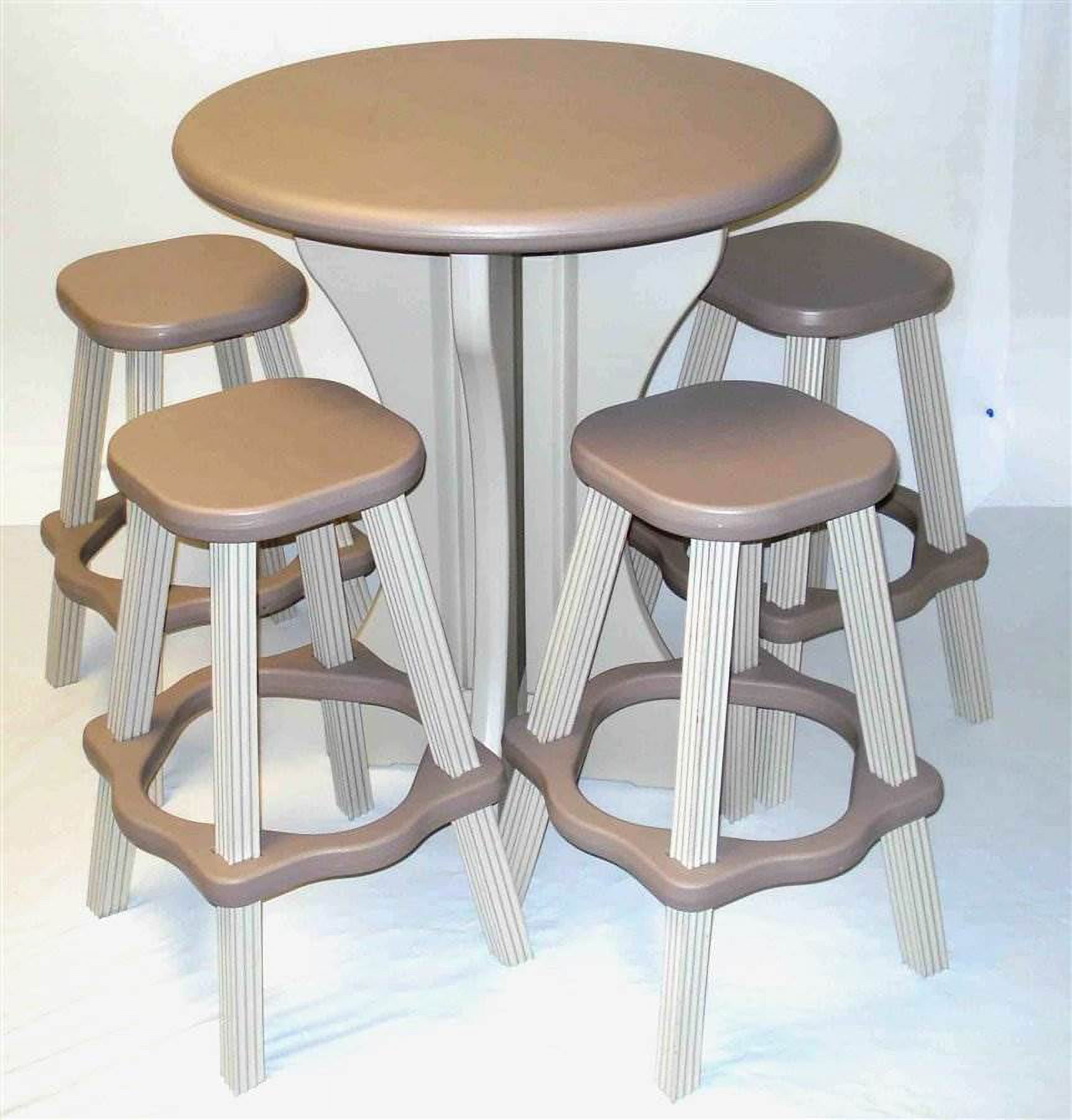 Leisure Accents Bistro Set, 30" Round Table with 4 Stools, Taupe ...