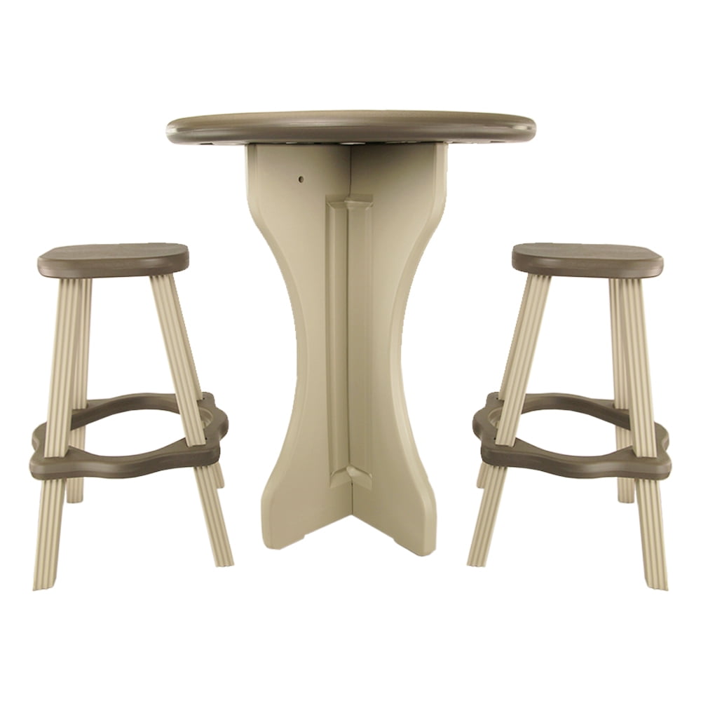 Leisure Accents Resin Pub Set Deck Patio 30" Round Table and 2 ...