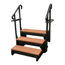 Confer Plastics 36” 3 Signature Spa Step with Curved Handrails, Gray ...
