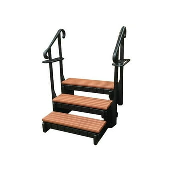 Titan Great Outdoors Teak Portable Spa Steps, 2-Tier Hot Tub Steps ...