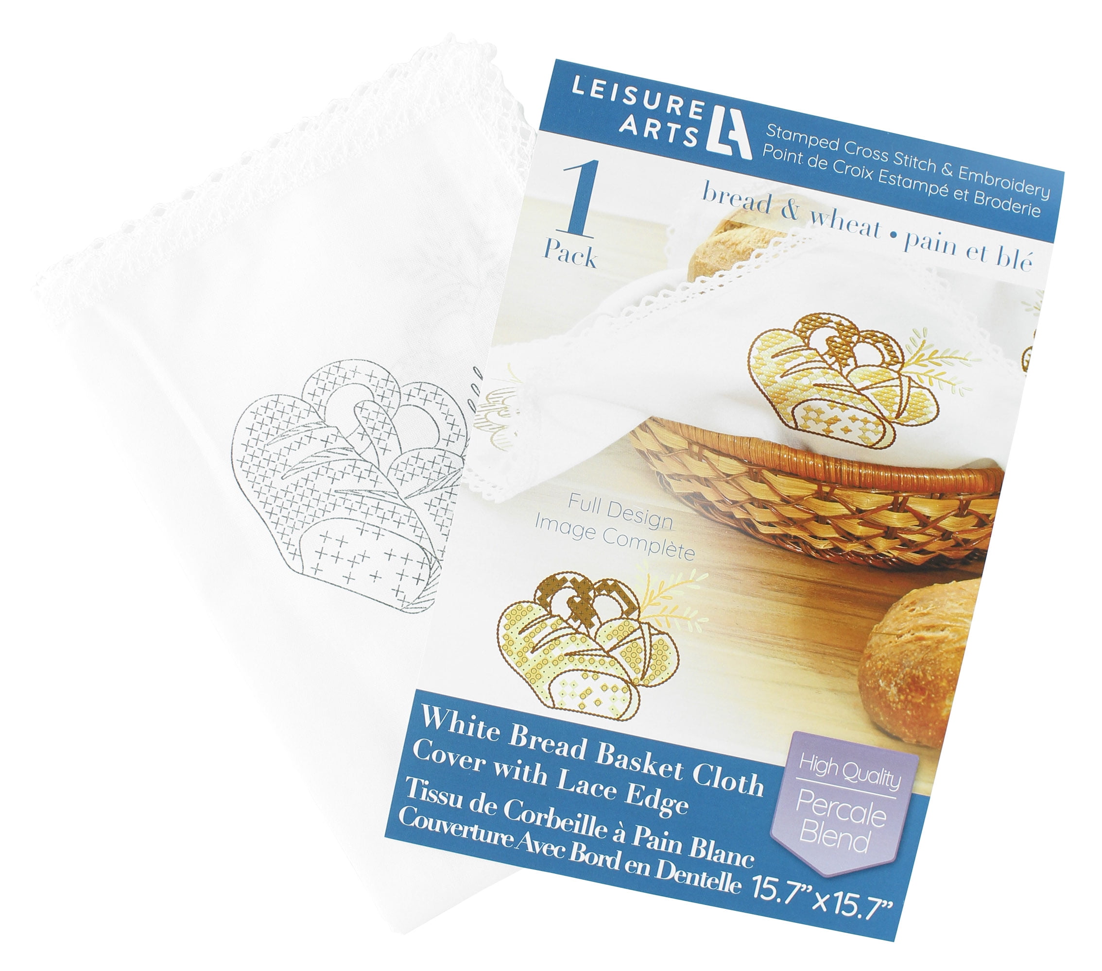 Leisure Arts Bread & Basket Cloth 15.7"x15.7" Bread & Wheat, Stamp ...
