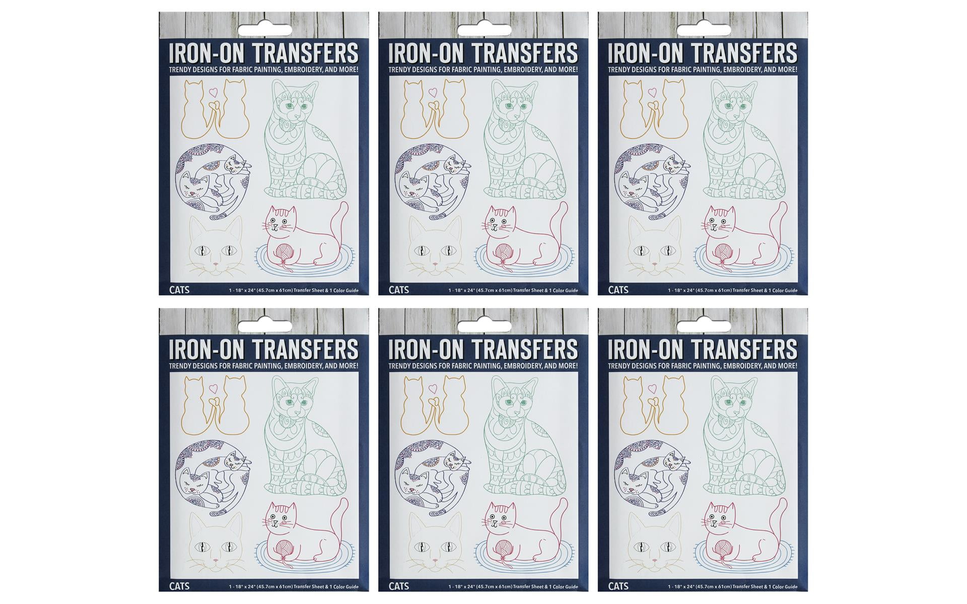 Leisure Arts Bundle Iron-On Transfer, Cat, 6Pc., Embroidery Patterns ...
