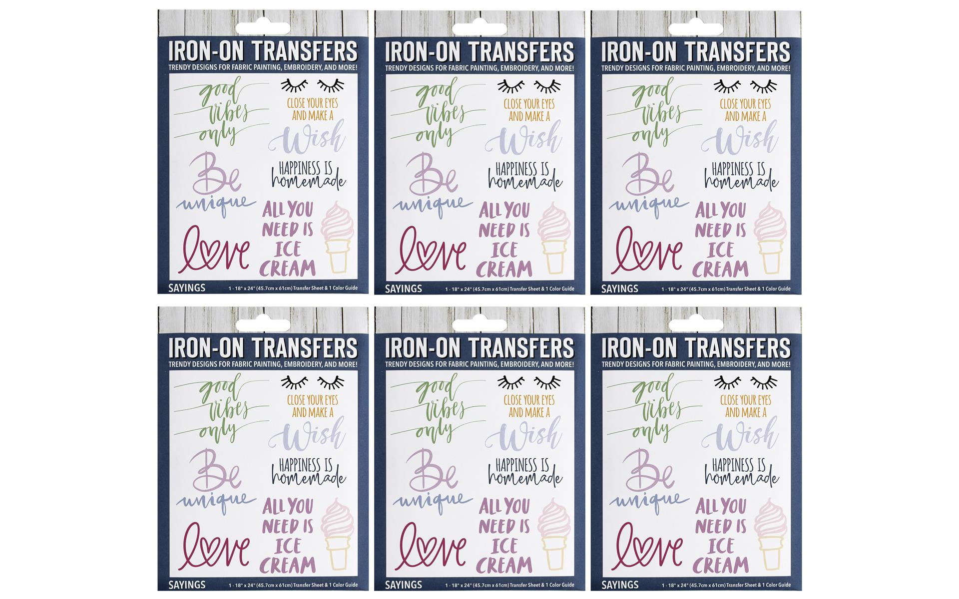Leisure Arts Bundle Iron-On Transfer, Sayings, 6Pc., Embroidery ...